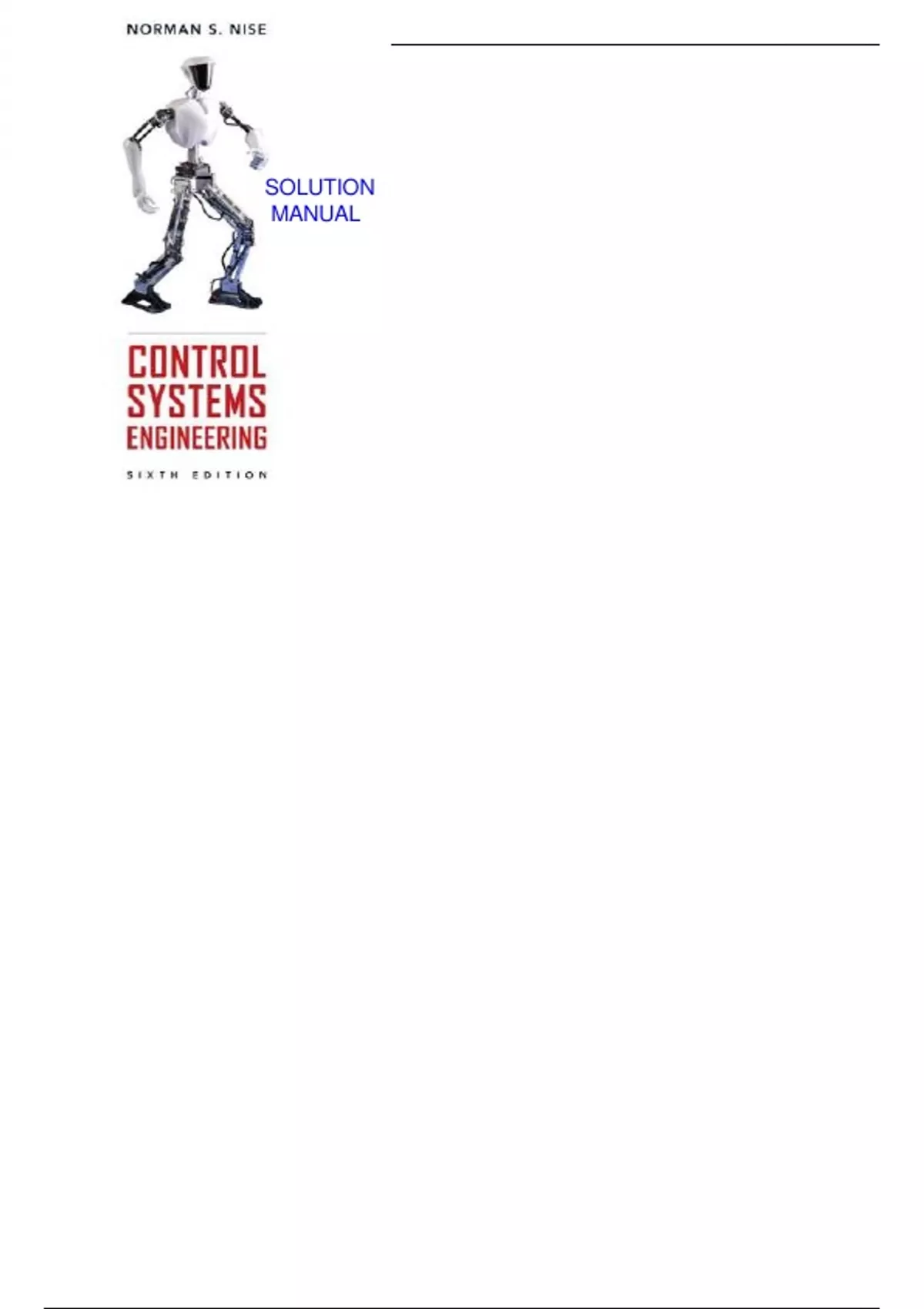 Solution Manual for Control Systems Engineering, 8th Edition by Norman ...