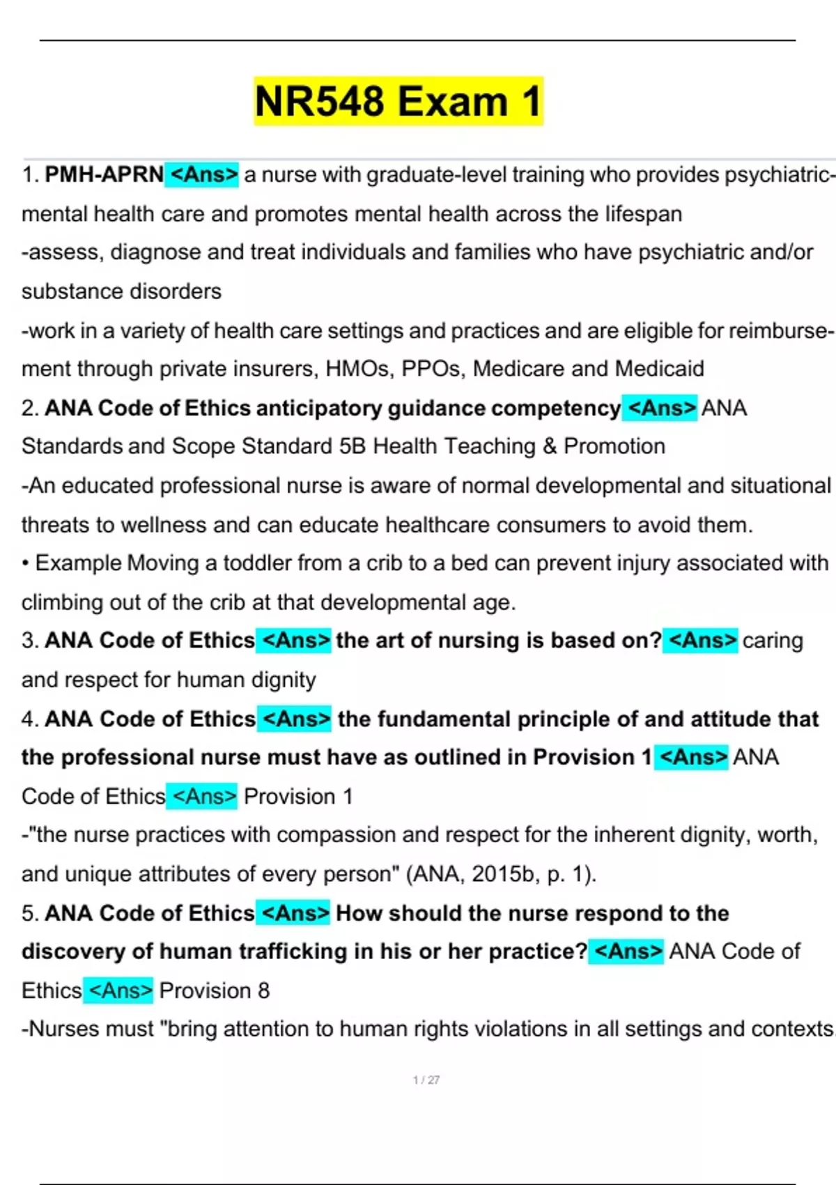 Exam 1: NR548 (New Updated 2025/ 2026) Psychiatric Assessment the PMHNP ...