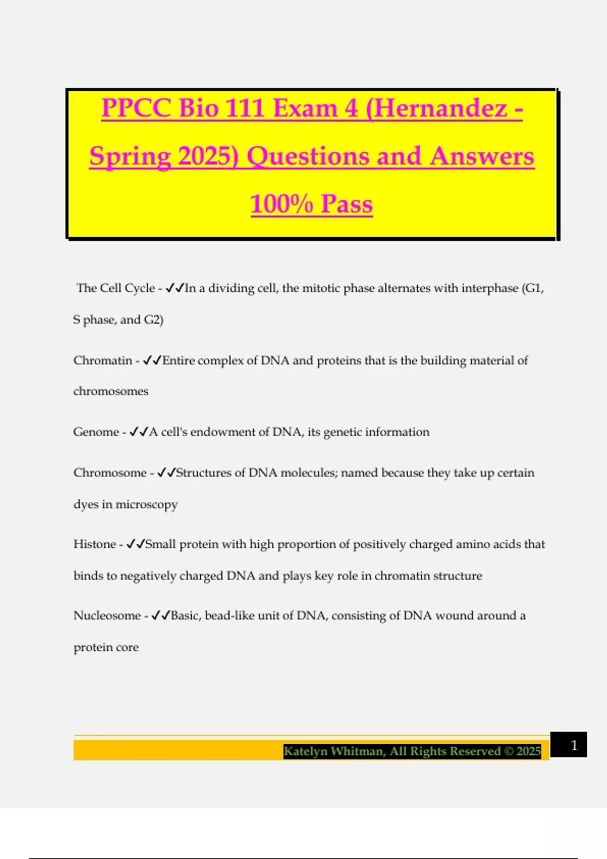 PPCC Bio 111 Exam 4 (Hernandez - Spring 2025) Questions and Answers 100 ...