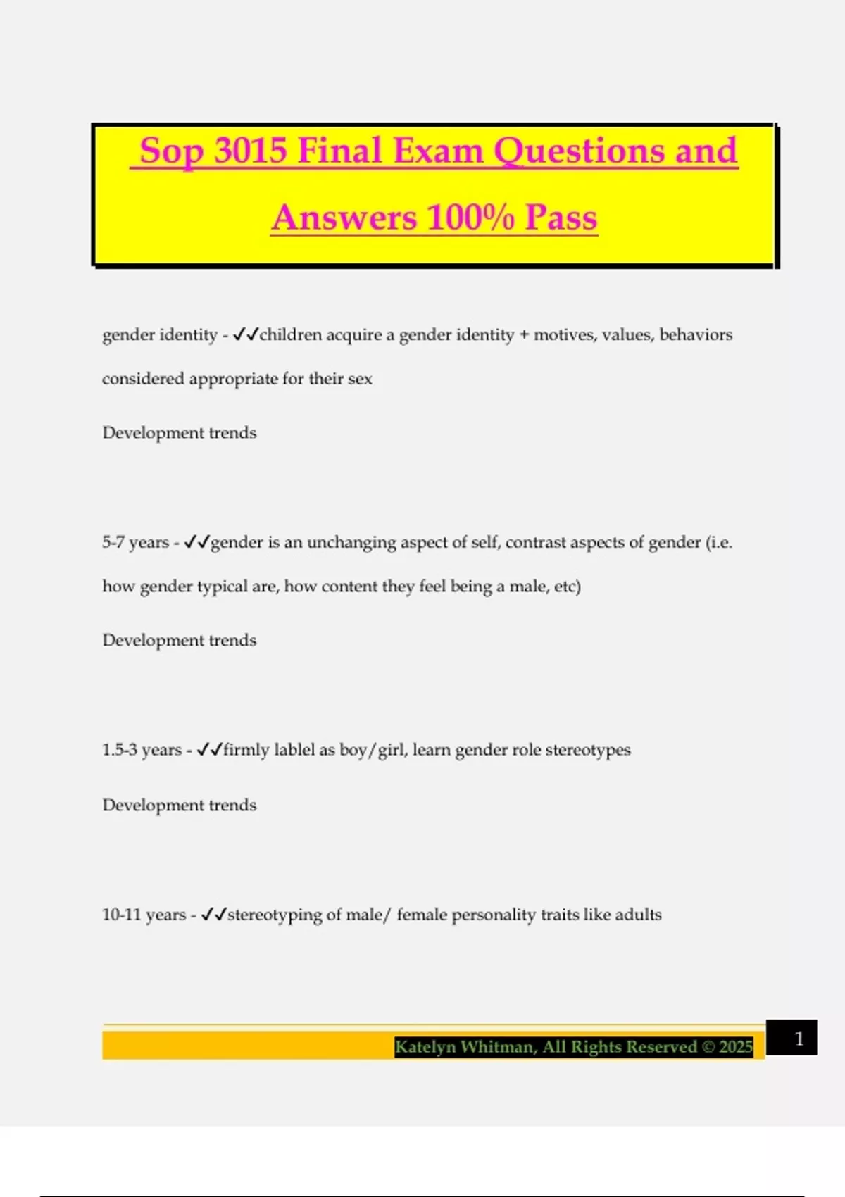 Sop 3015 Final Exam Questions and Answers 100% Pass - SOP 3015 - Stuvia US