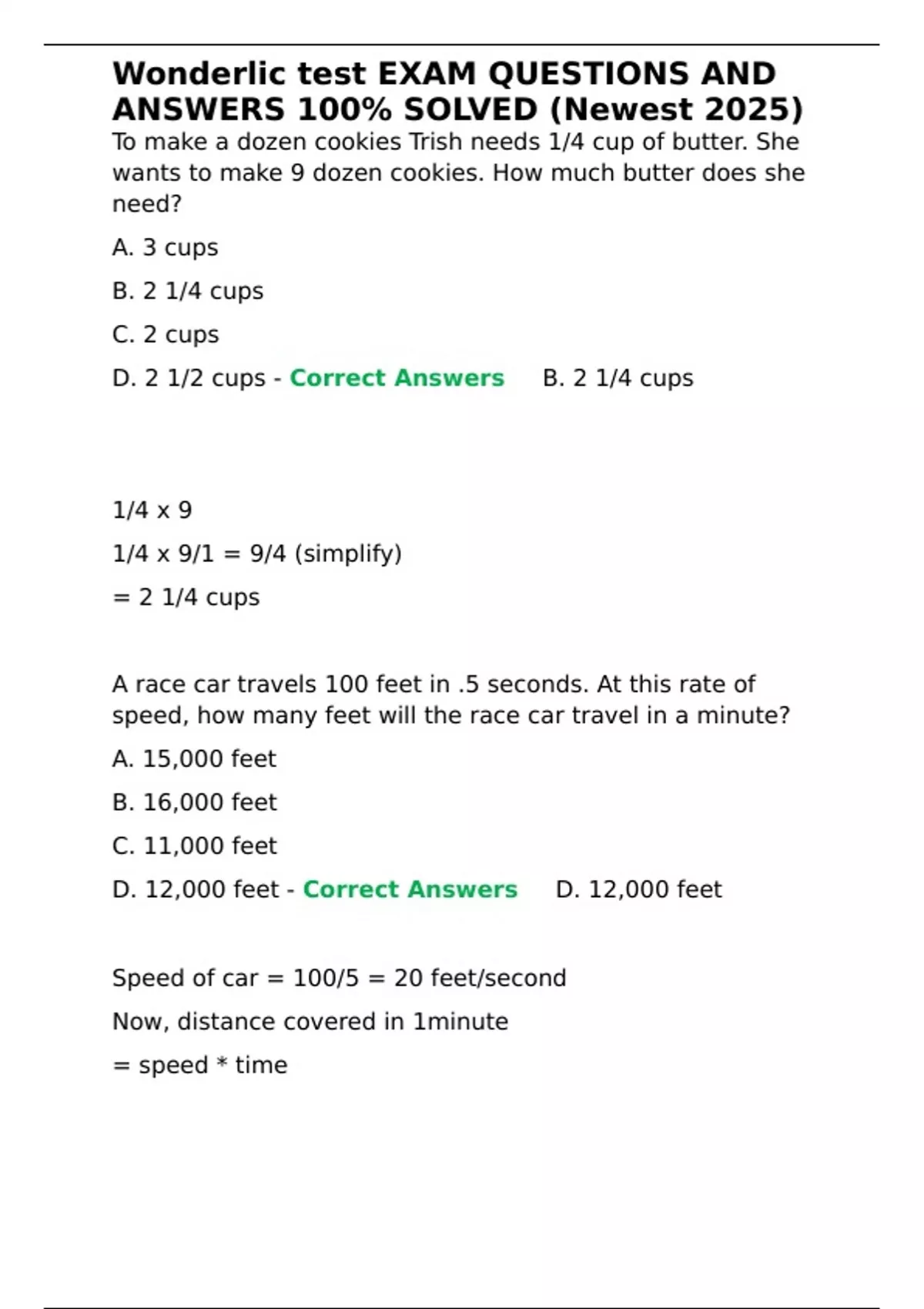 Wonderlic test EXAM QUESTIONS AND ANSWERS 100- SOLVED (Newest 2025 ...