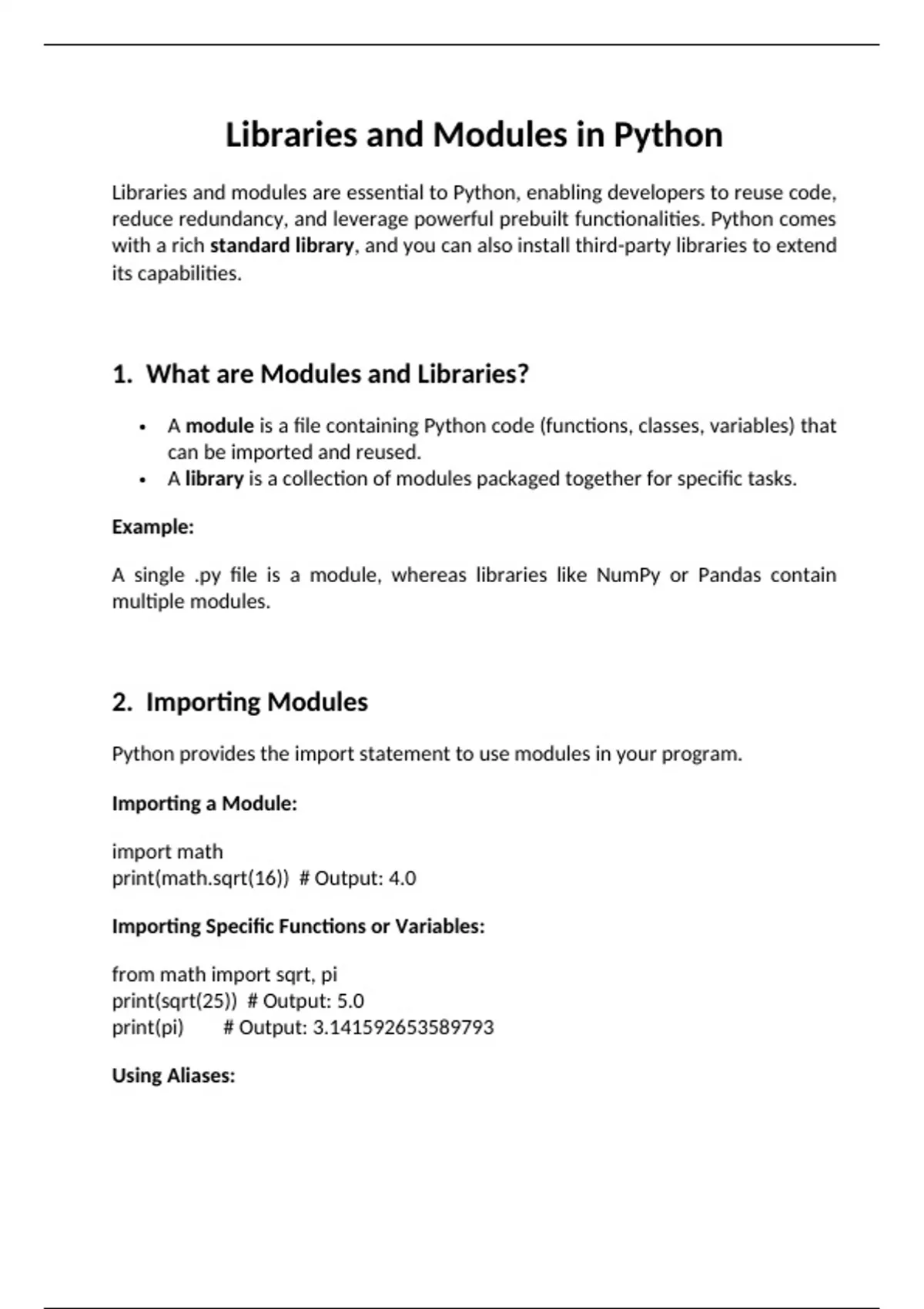 Libraries and Modules in Python: A Comprehensive Guide with Examples - CS 101 - Stuvia US