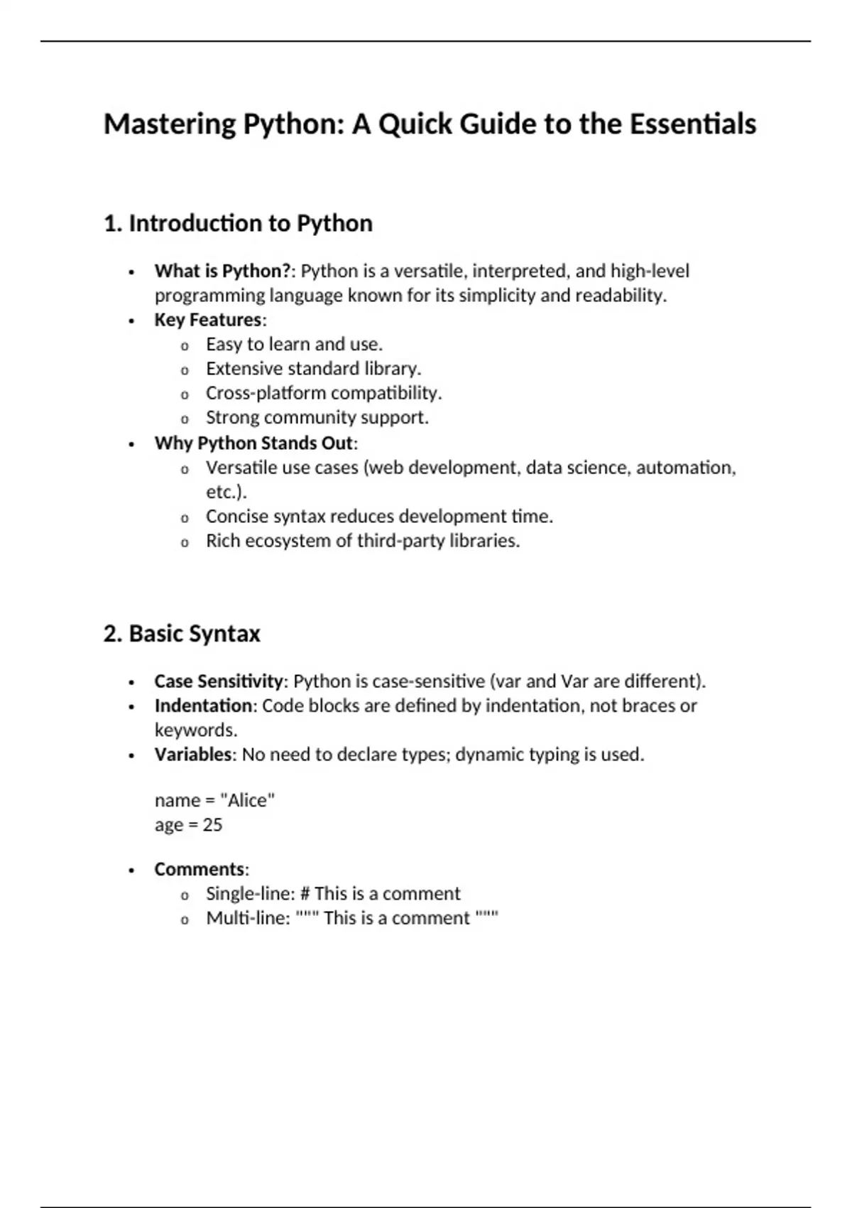 Mastering Python: A Complete Guide to Advanced Concepts and Applications - CS 101 - Stuvia US