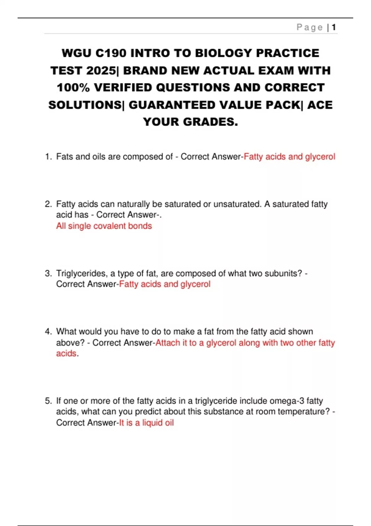 WGU C190 INTRO TO BIOLOGY PRACTICE TEST 2025| BRAND NEW ACTUAL EXAM ...