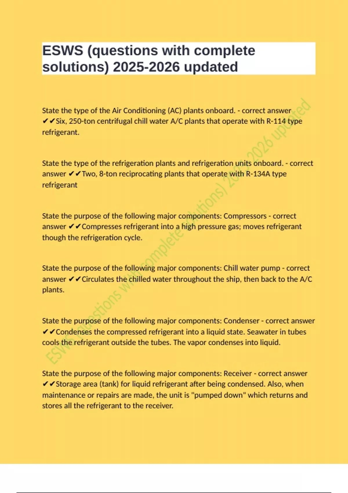 ESWS (questions with complete solutions) updated - ESWS - Stuvia US