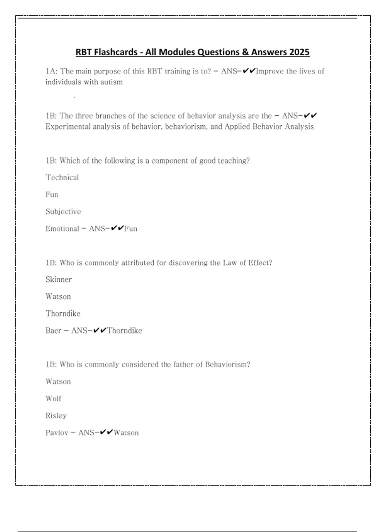 RBT Flashcards - All Modules Questions & Answers 2025 - RBT Flashcards ...
