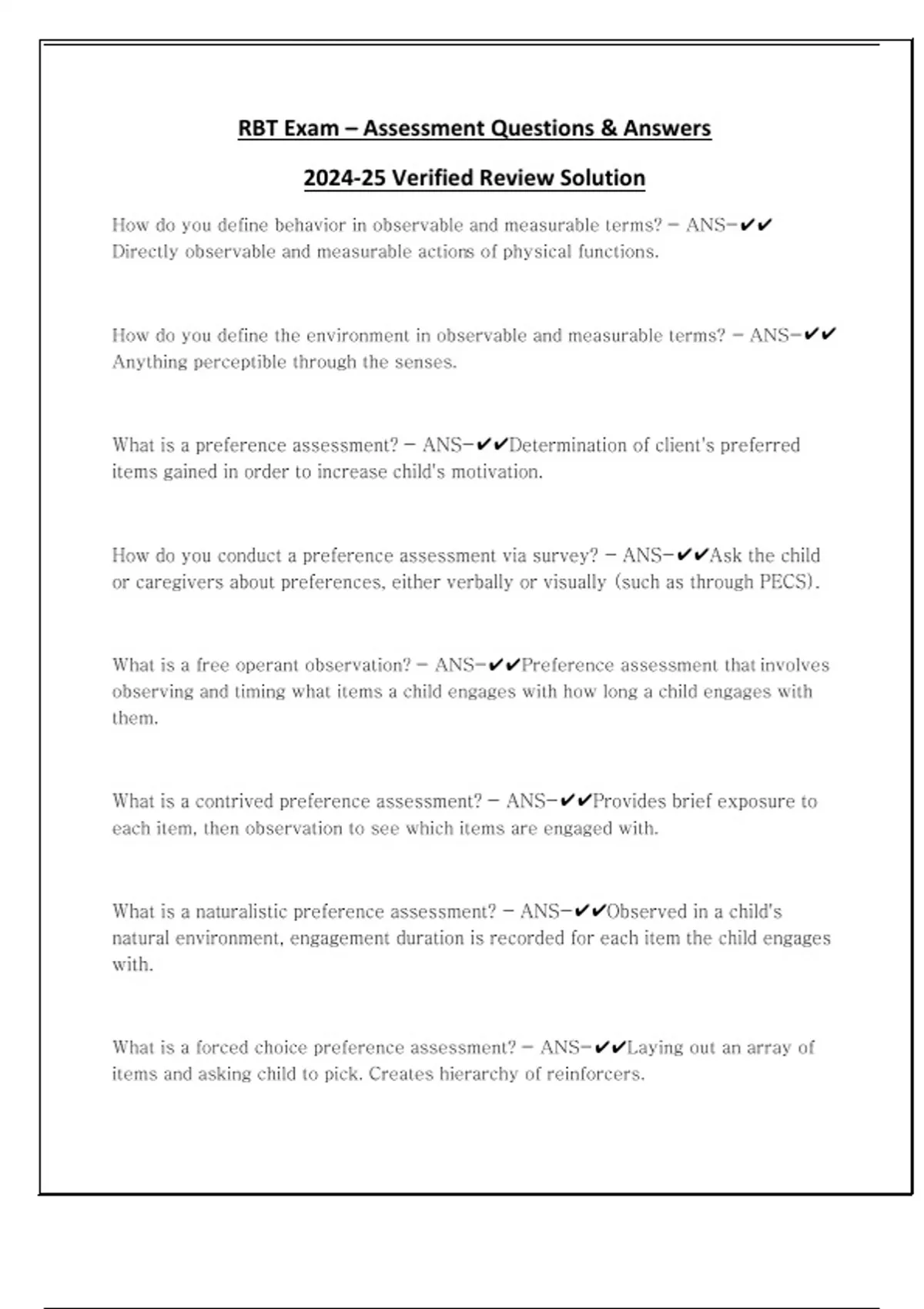 RBT Exam – Assessment Questions & Answers 2024-25 Verified Review ...