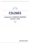 CSL2601 Assignment 1 (COMPLETE ANSWERS) Semester 1 2025 - DUE March ...