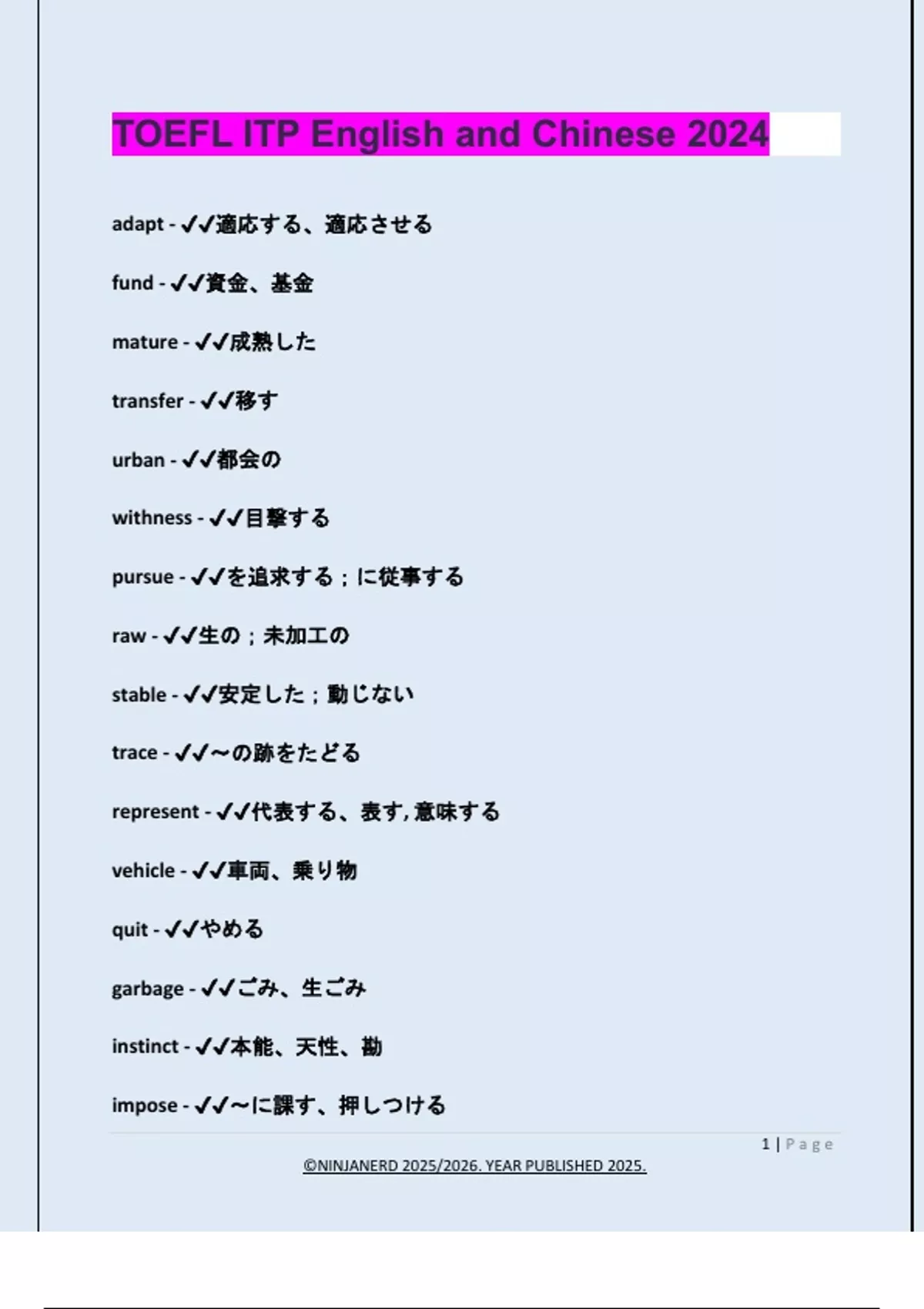 TOEFL ITP English and Chinese 2024 - Toefl - Stuvia US