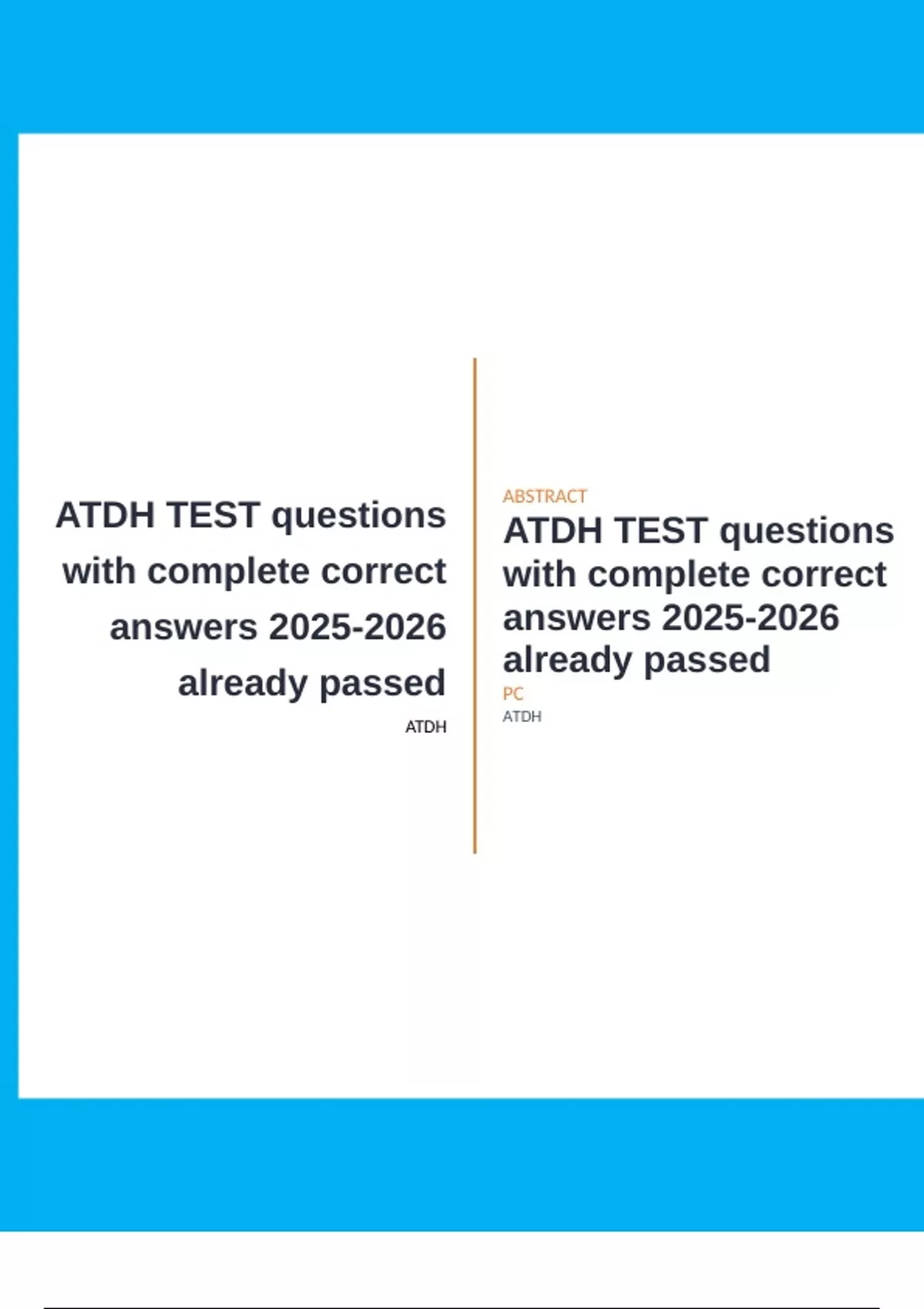 ATDH TEST questions with complete correct answers already passed - ATDH ...