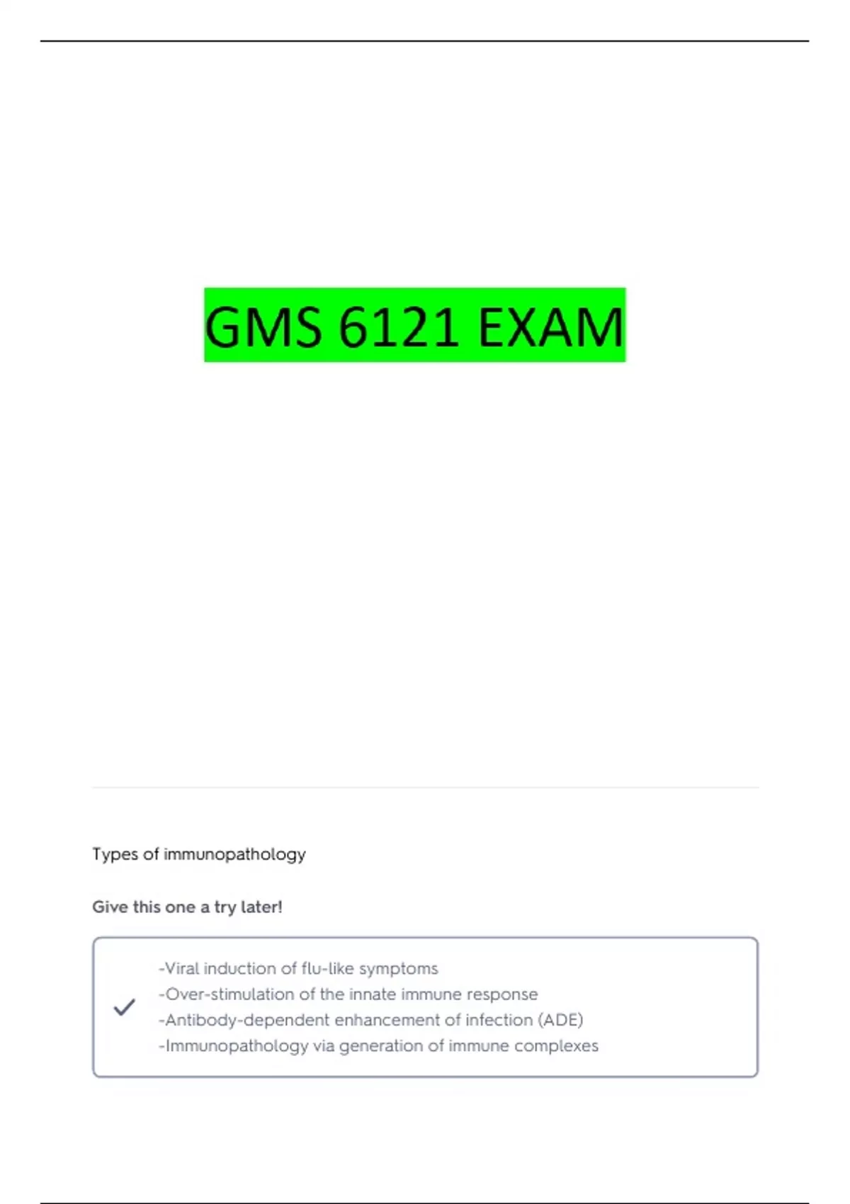 GMS 6121 EXAM 1 QUESTIONS WITH 100% CORRECT ANSWERS - GMS 6121 - Stuvia US