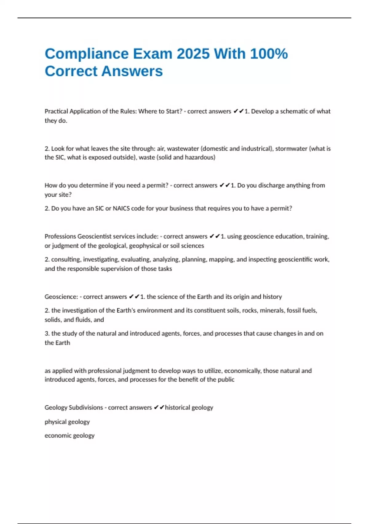 Compliance Exam 2025 With 100% Correct Answers - Compliance Ex - Stuvia US