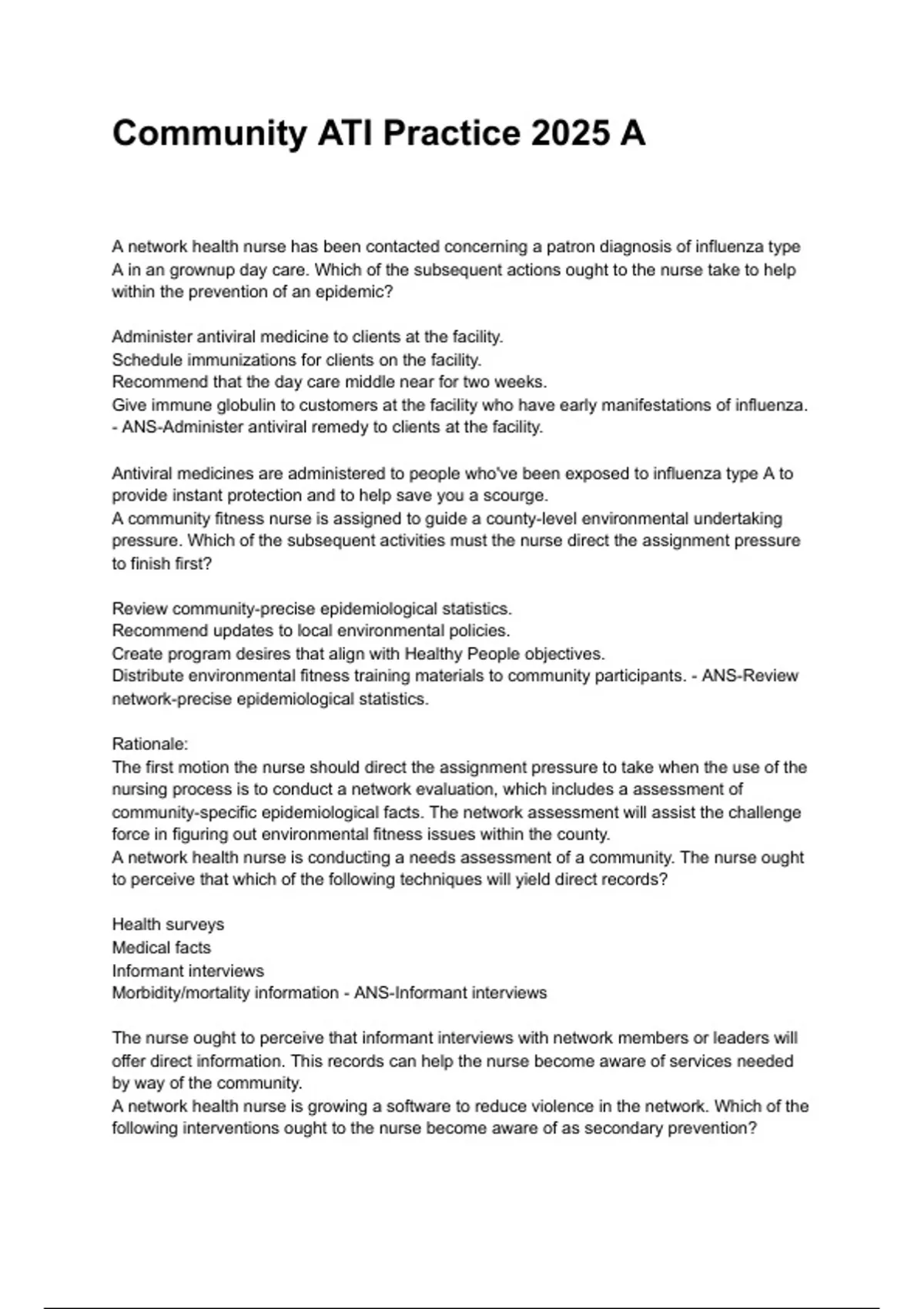 Community ATI Practice 2025 A NEWEST 2025/2026 ACTUAL EXAM COMPLETE ...