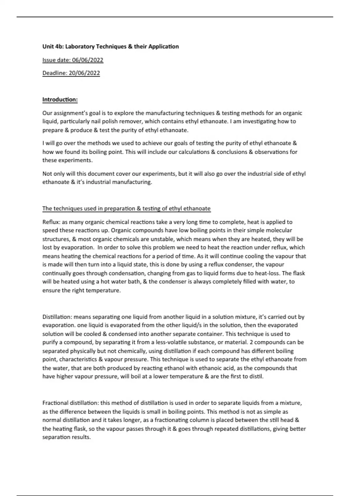 Unit 4b Laboratory Techniques And Their Application Btec Applied