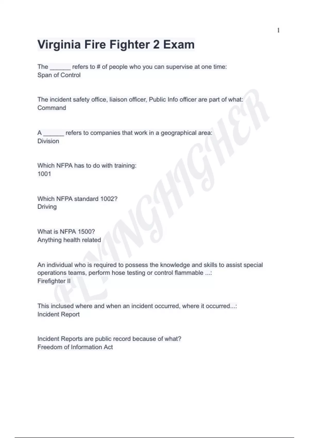 Virginia Fire Fighter 2 Exam QUESTIONS & ANSWERS 2025 ( A+ GRADED 100% VERIFIED) - VIRGINIA FIRE ...