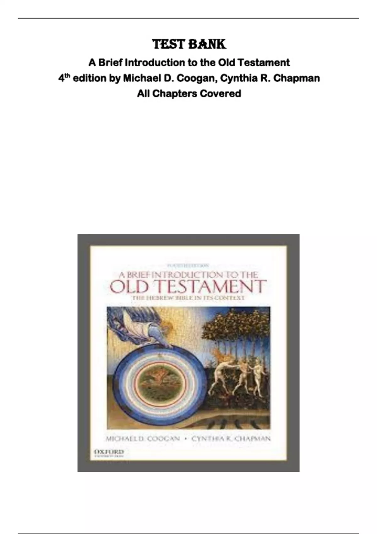 Test Bank for A Brief Introduction to the Old Testament 4 th edition by ...