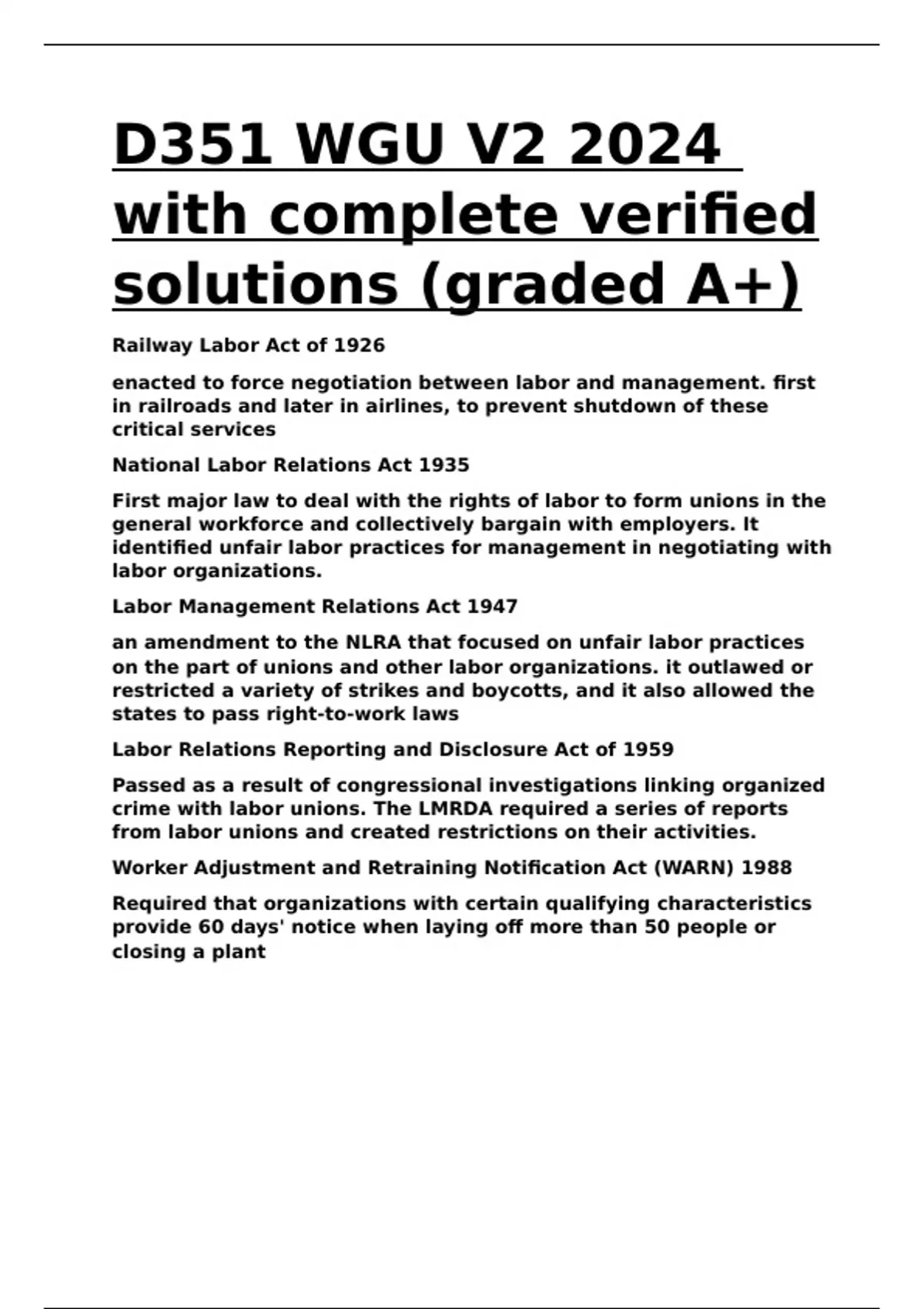 D351 WGU V2 2024 with complete verified solutions (graded A+). - Wgu ...