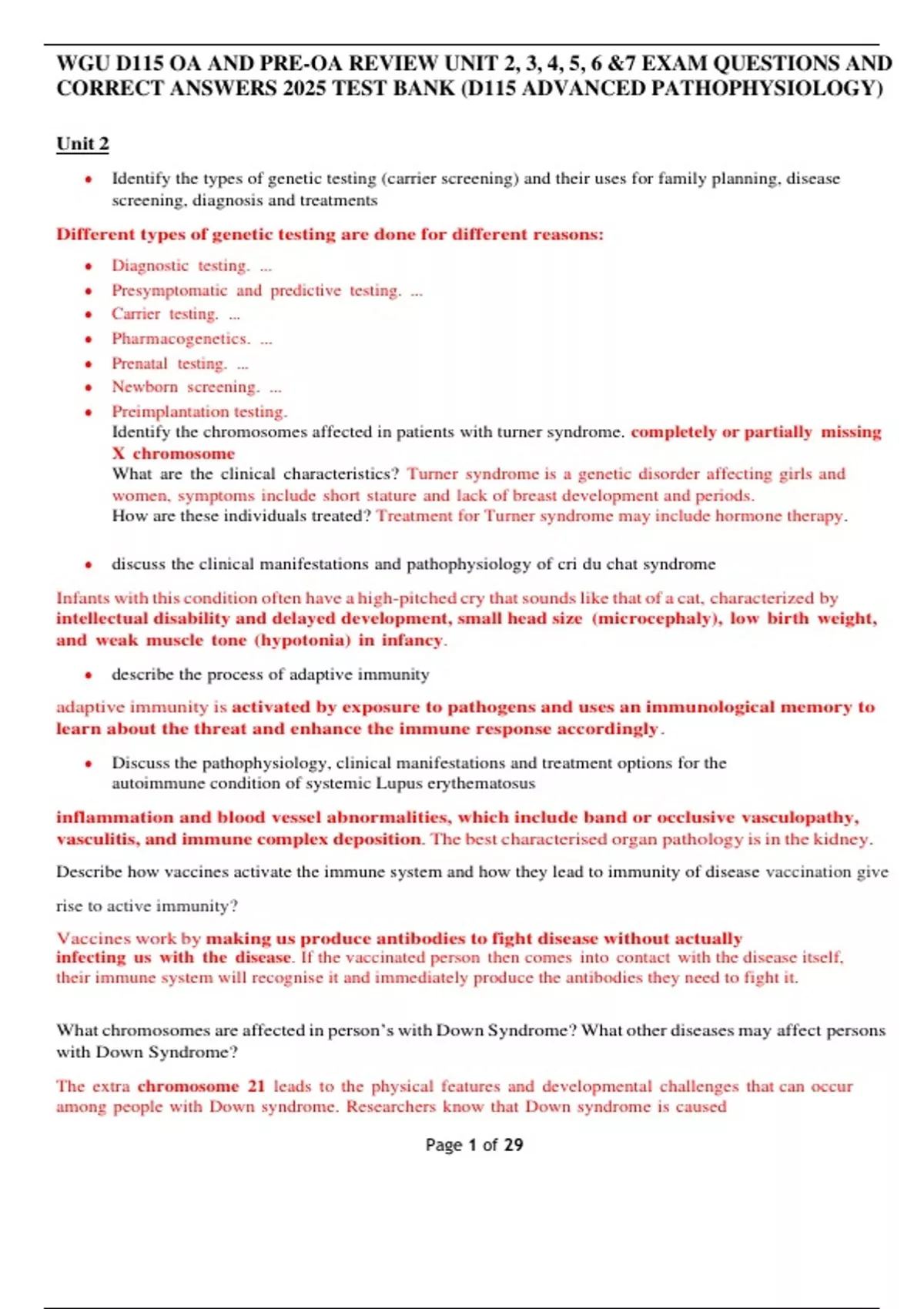 WGU D115 OA AND PRE-OA REVIEW UNIT 2, 3, 4, 5, 6 &7 EXAM QUESTIONS AND ...