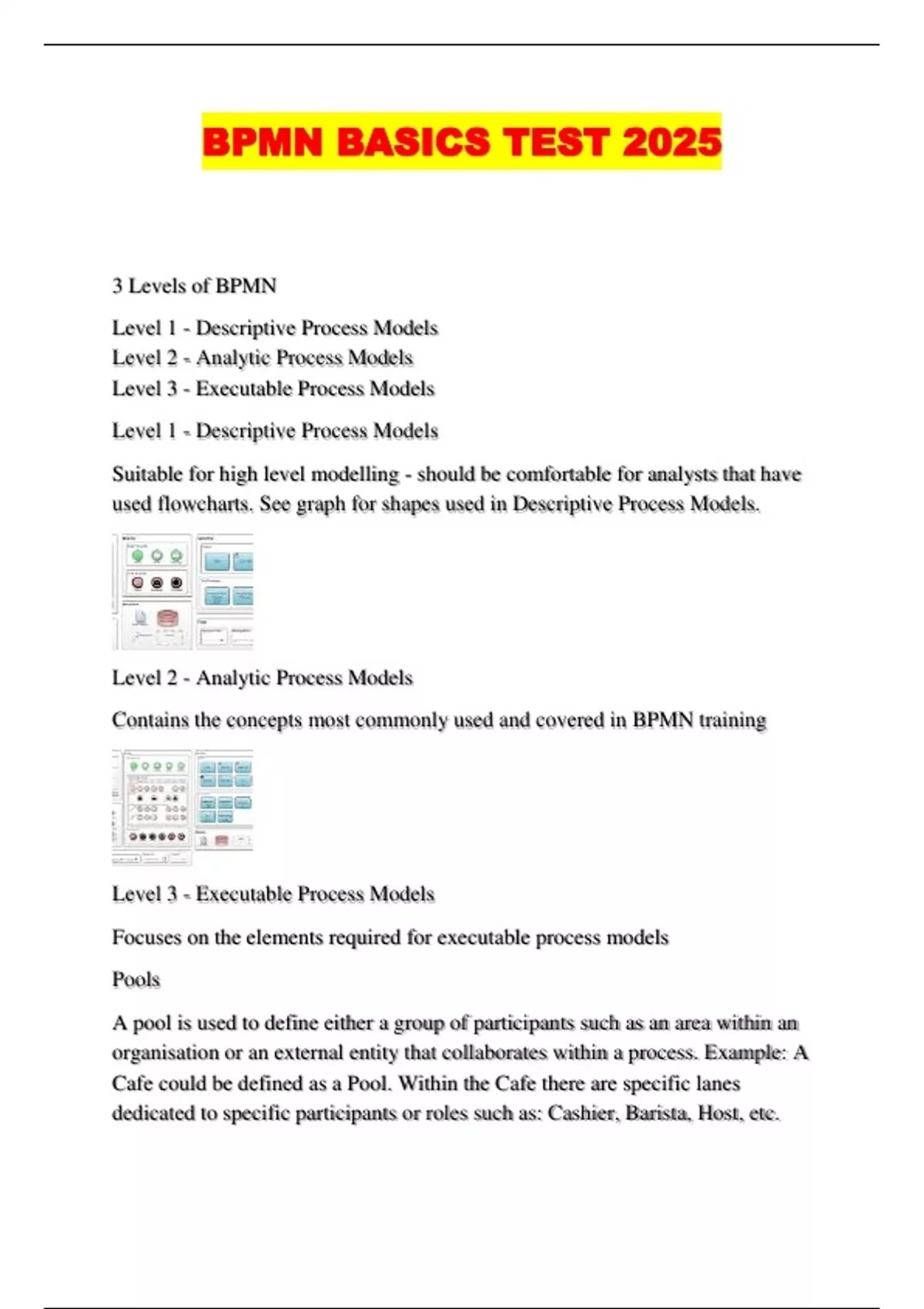 BPMN BASICS TEST 2025 - BPMN BASICS - Stuvia US