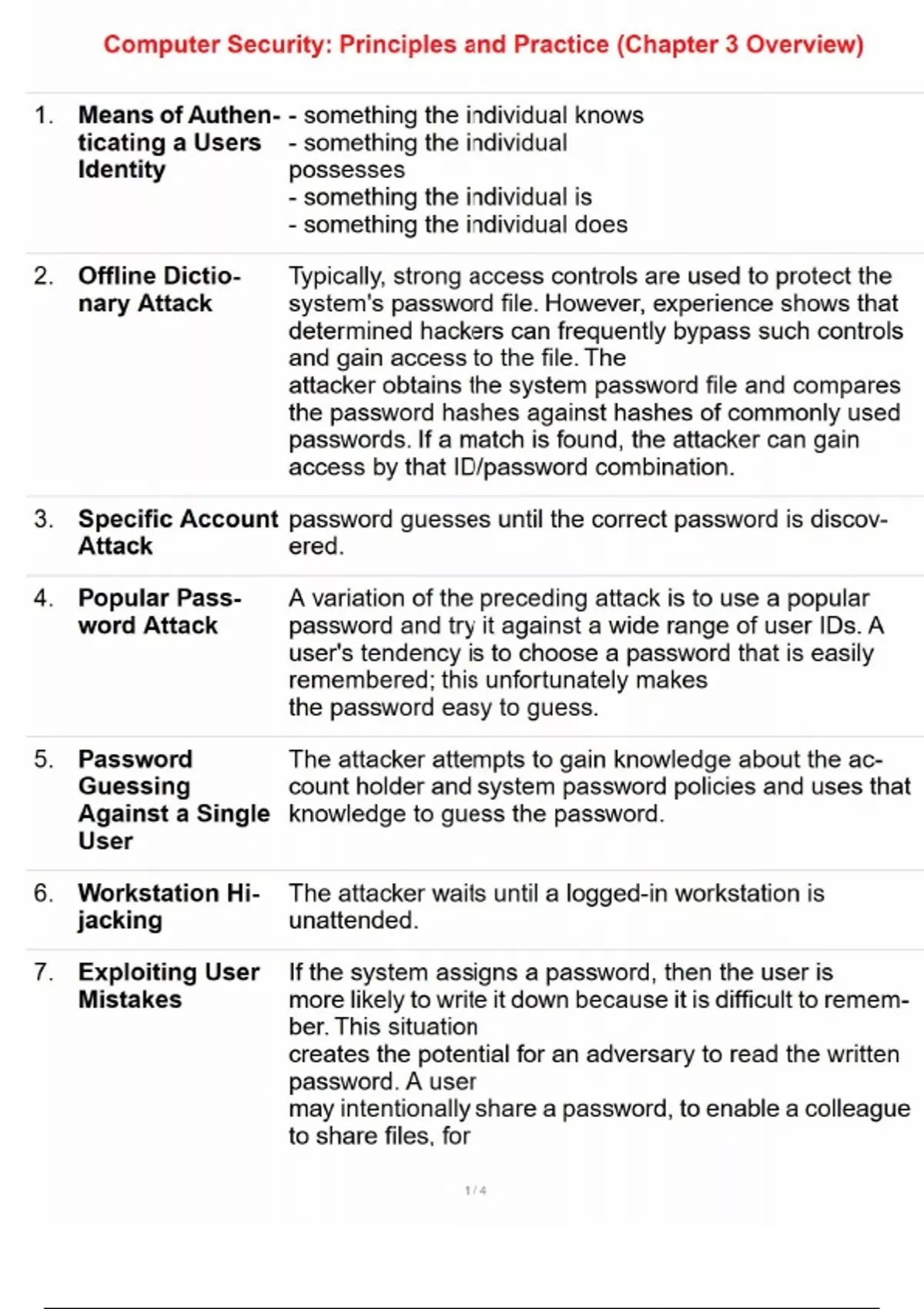 Essential Study Guide: Chapter 3 Overview of Computer Security ...