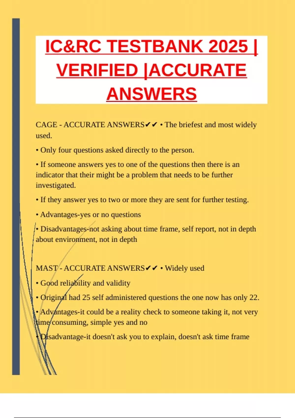 IC&RC TESTBANK 2025 |VERIFIED |ACCURATE ANSWERS - IC&RC - Stuvia US