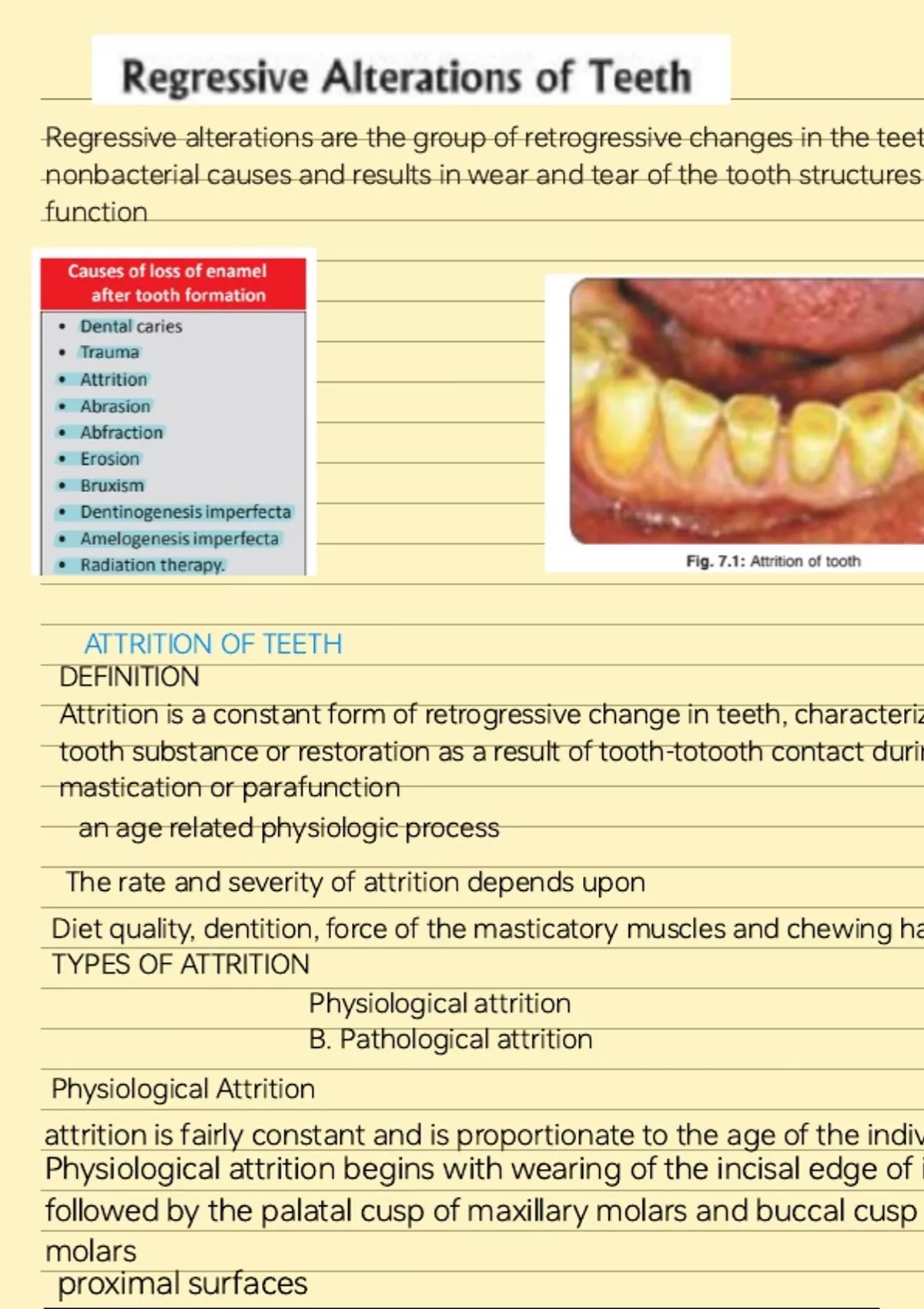 Regressive alteration of teeth oral pathology notes - BDS (BDS) - Stuvia US