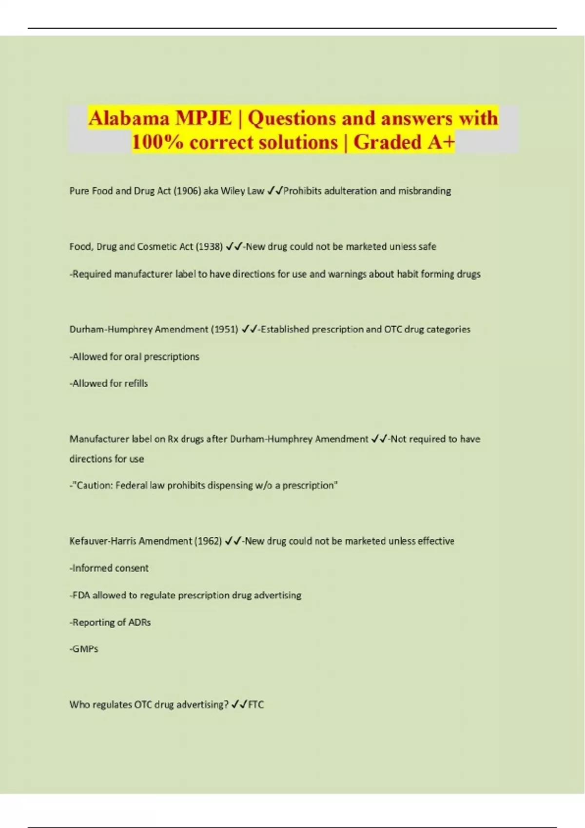 Alabama MPJE 2025| Questions and answers with 100% correct solutions ...