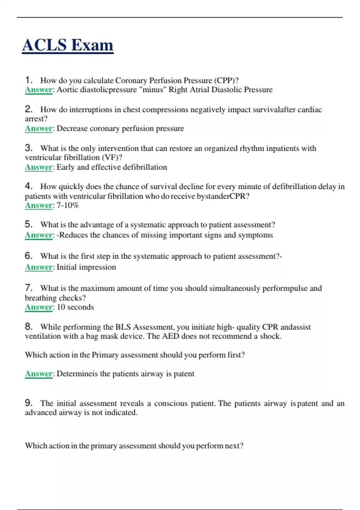 ACLS EXAM 2024/2025 | QUESTIONS WITH 100% VERIFIED ANSWERS AND ...