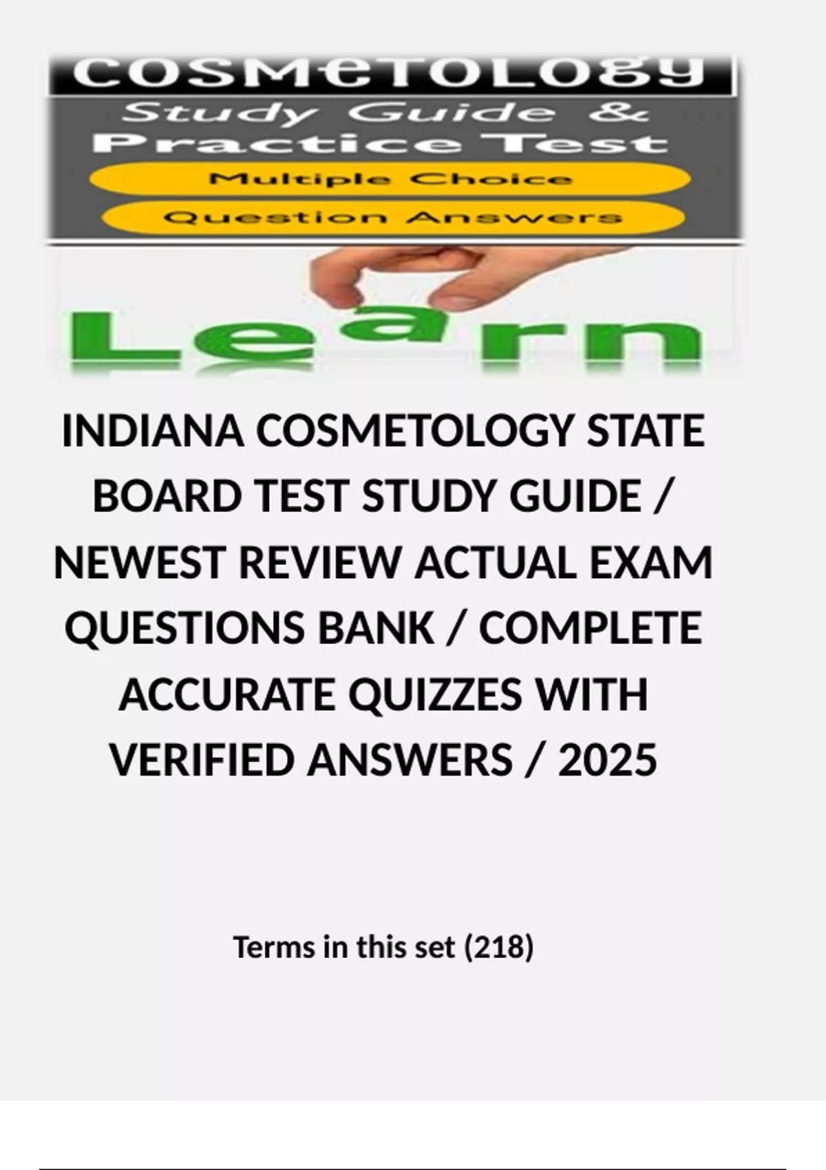 INDIANA COSMETOLOGY STATE BOARD TEST STUDY GUIDE / NEWEST REVIEW ACTUAL ...
