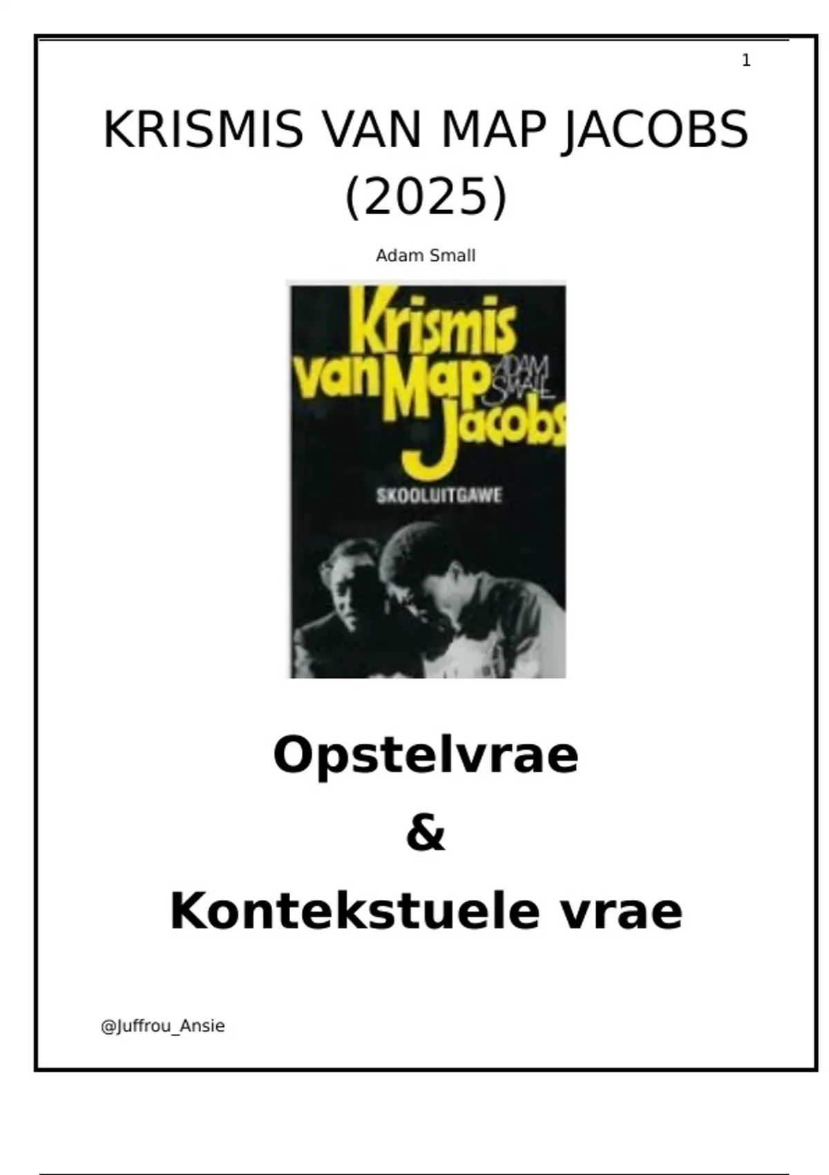 Summary KRISMIS VAN MAP JACOBS. Alles wat jy MOET weet in EEN dokument ...