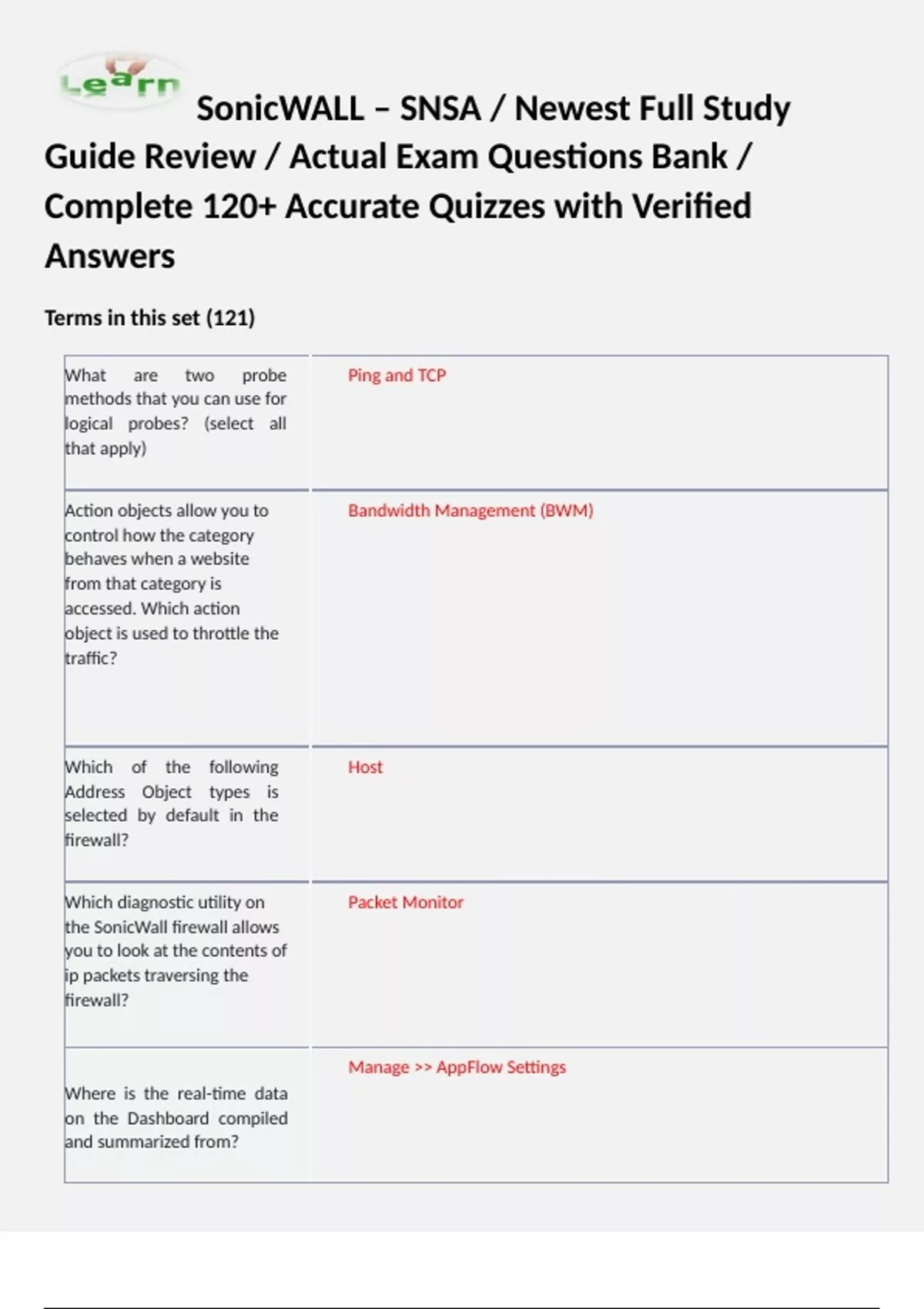 SonicWALL – SNSA / Newest Full Study Guide Review / Actual Exam ...
