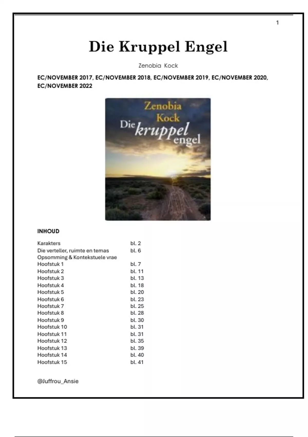 Summary Die Kruppel Engel. Opgesom deur @ Juffou Ansie. ALL IN ONE ...