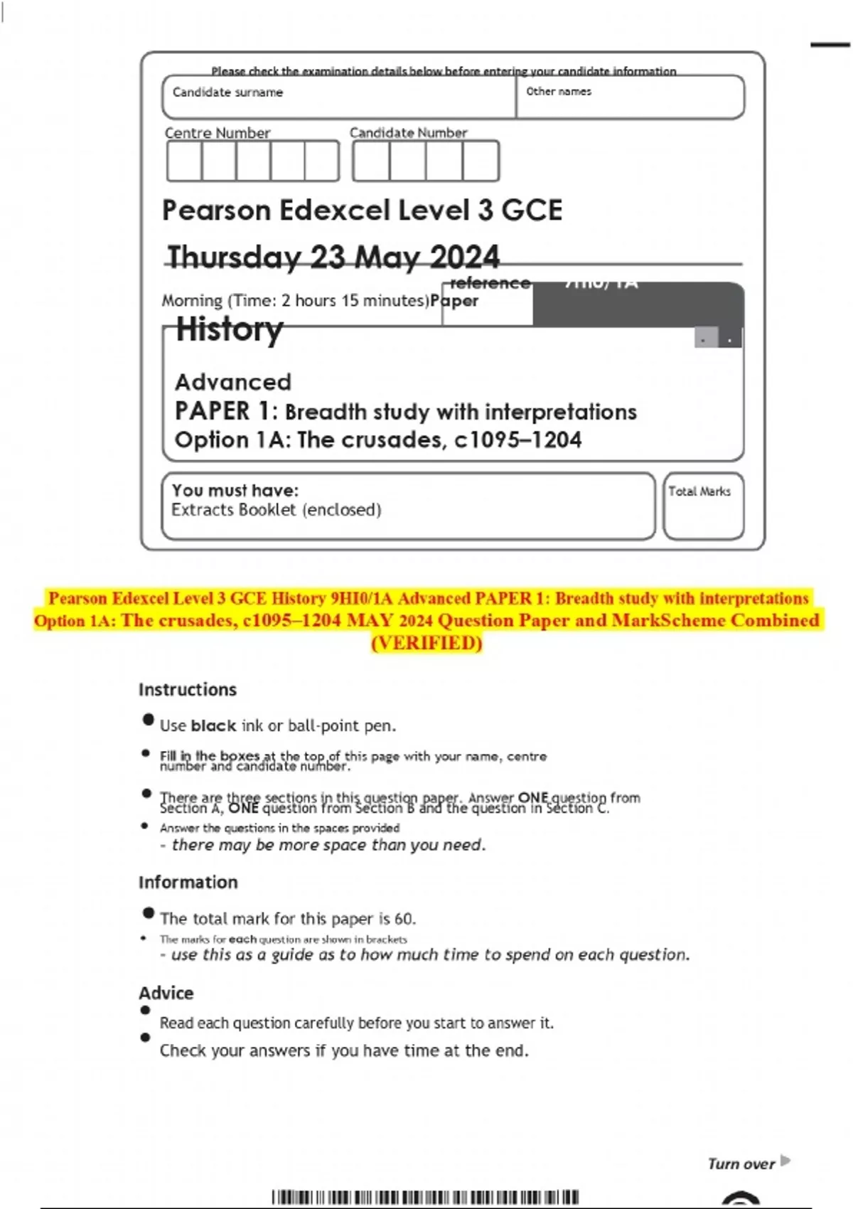 AQA GCSE PANJABI Higher Tier Paper 3 Reading JUNE 2024 Question Paper and Mark Scheme Combined ...