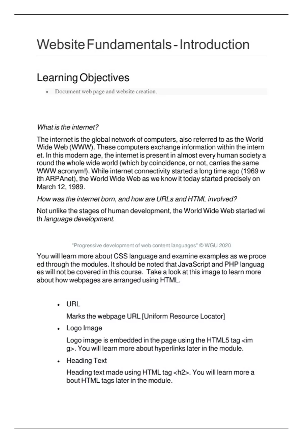 D276 - Web Development Foundations WGU Study Guide Exam Questions and elaborated Correct Answers ...