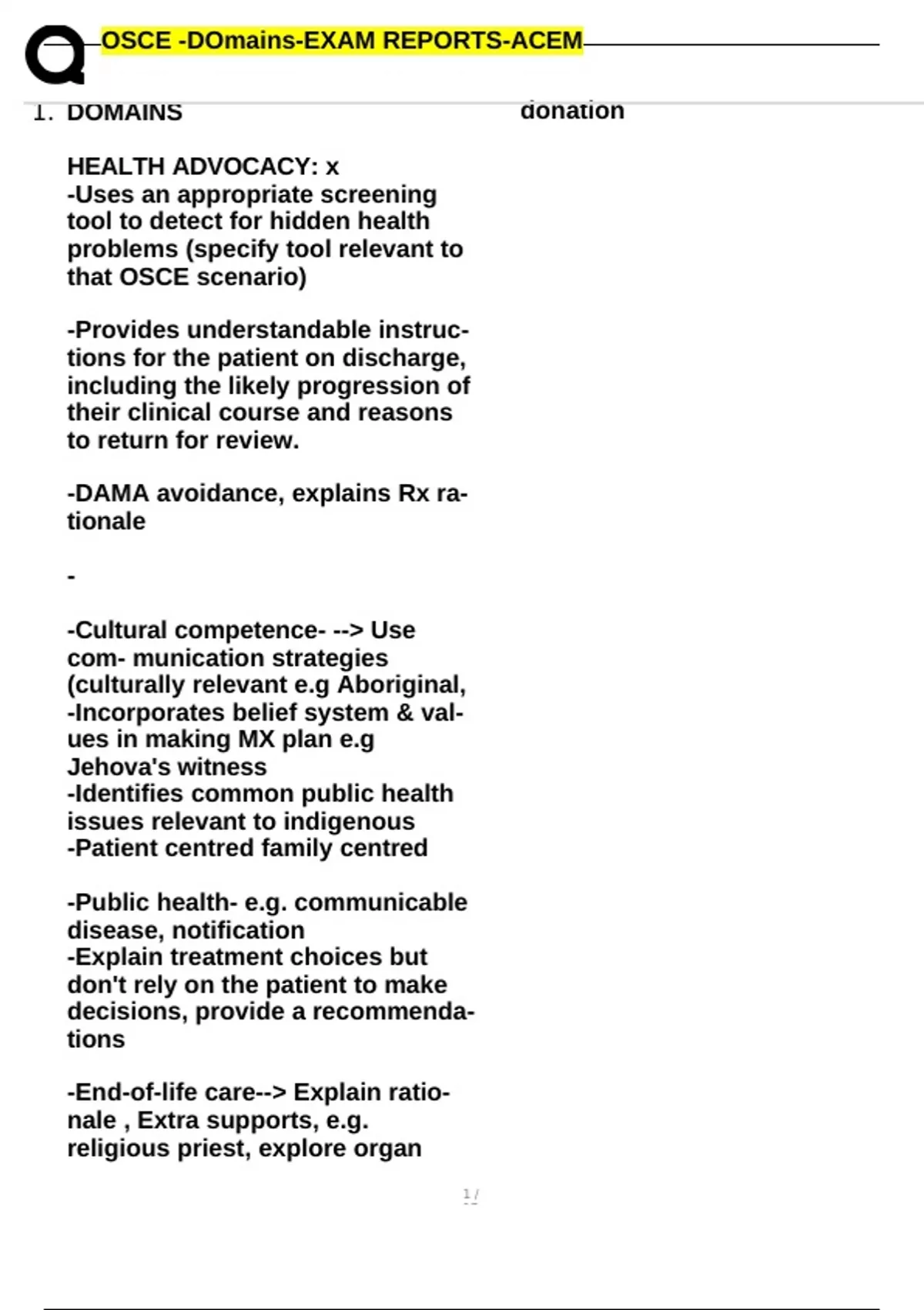 OSCE -DOmains-EXAM REPORTS-ACEM Questions with complete solution - OSCE ...