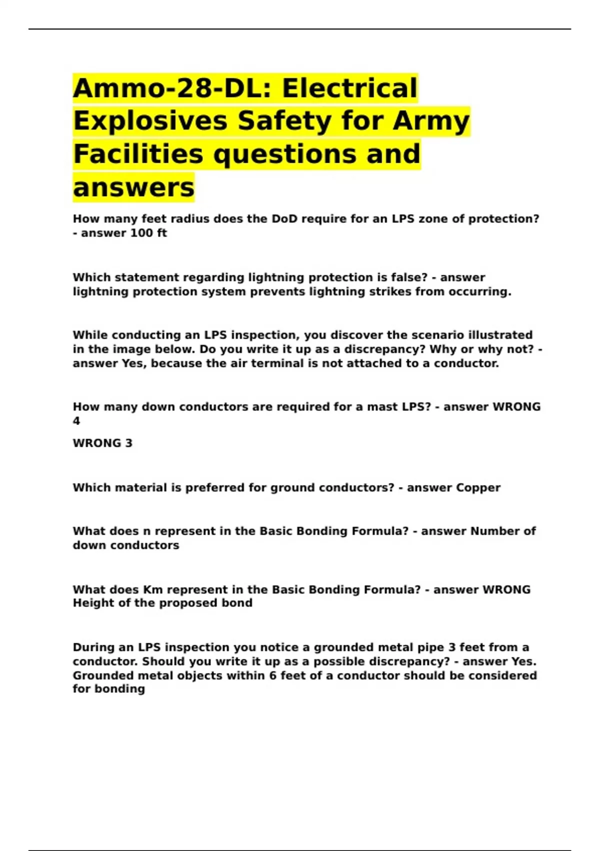 Ammo-28-DL Electrical Explosives Safety for Army Facilities questions ...