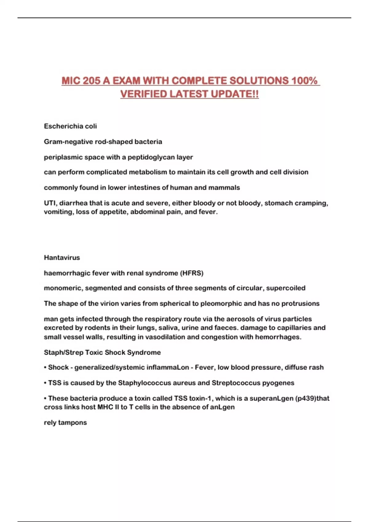 MIC 205 A EXAM WITH COMPLETE SOLUTIONS 100% VERIFIED LATEST UPDATE ...