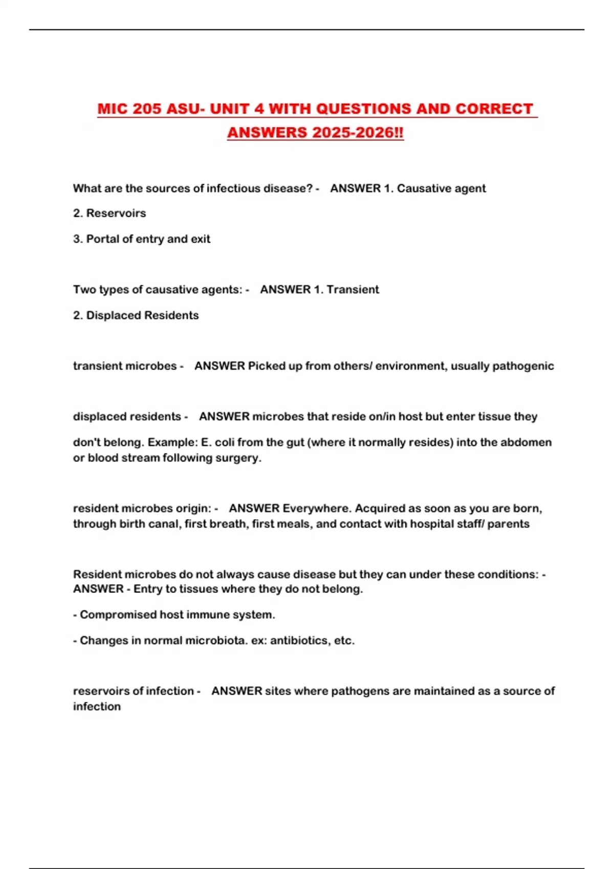 MIC 205 ASU- UNIT 4 WITH QUESTIONS AND CORRECT ANSWERS !! - MIC 205 ASU ...