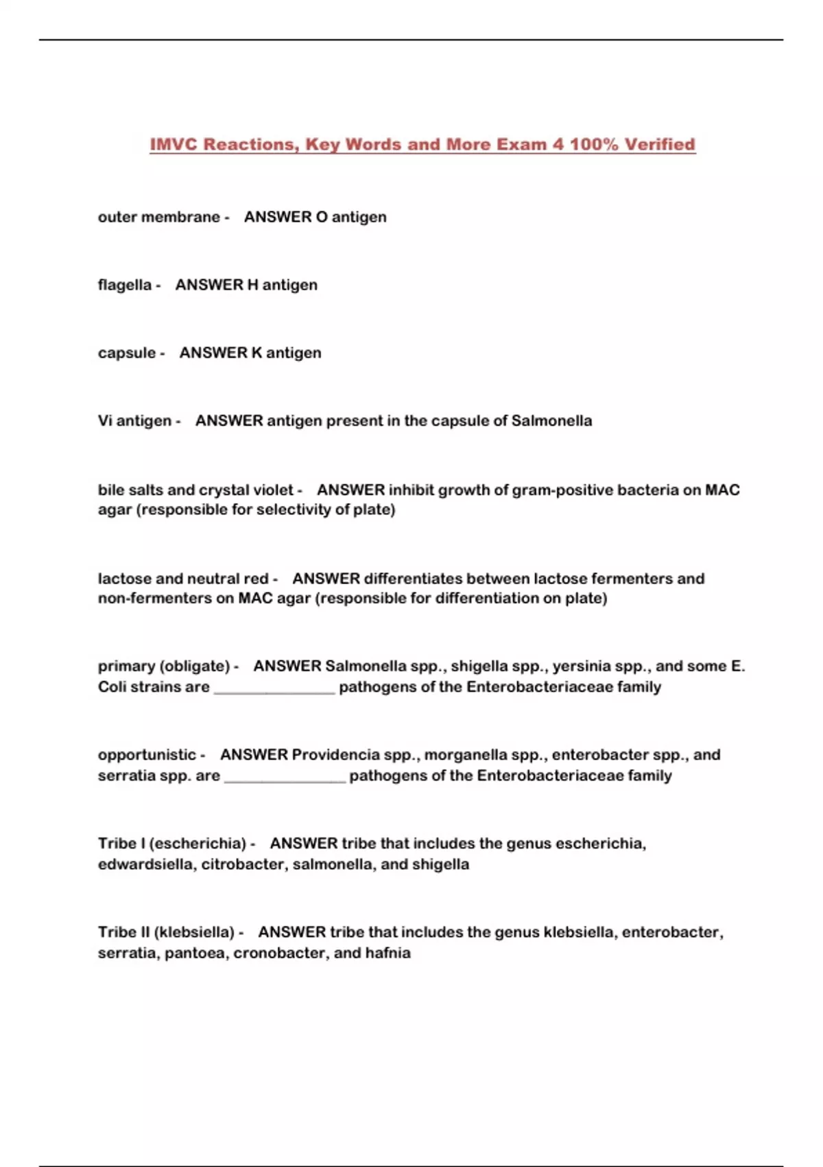 IMVC Reactions, Key Words and More Exam 4 100% Verified - IMVC ...