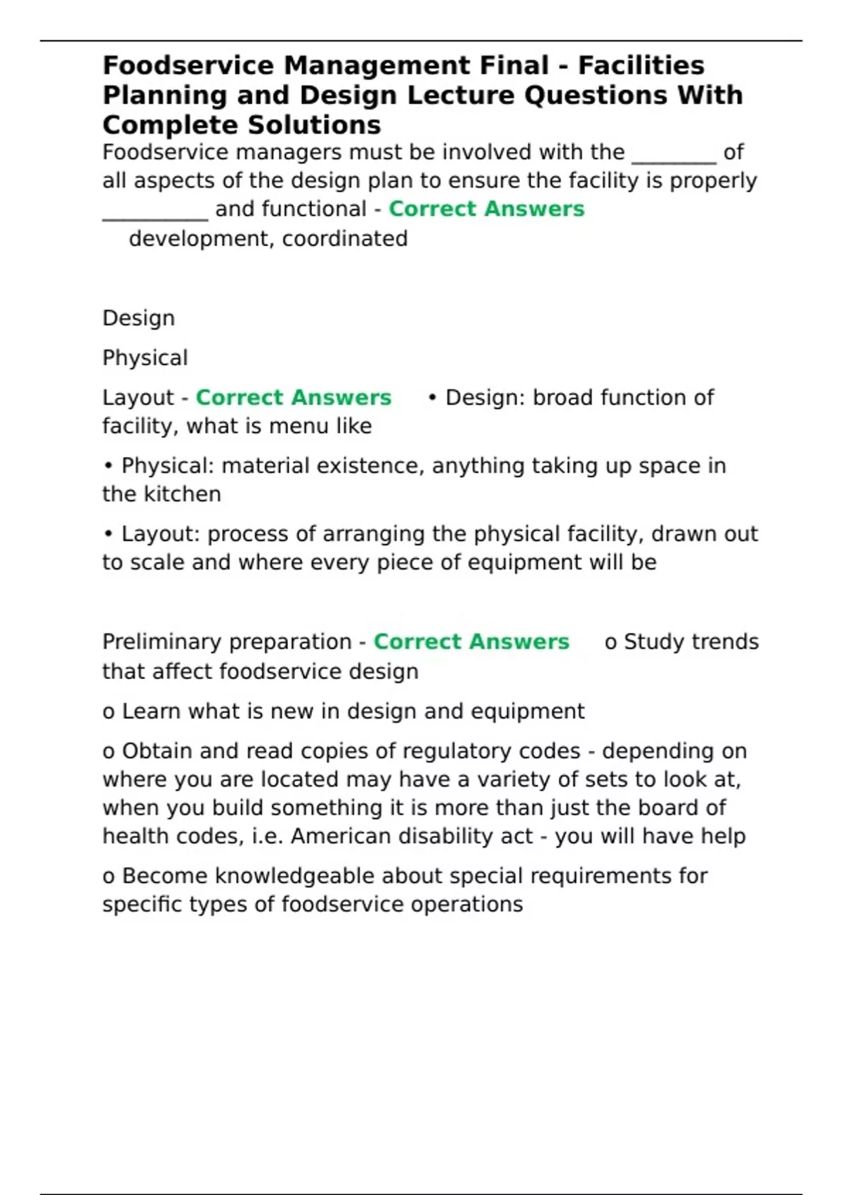 Foodservice Management Final - Facilities Planning and Design Lecture ...