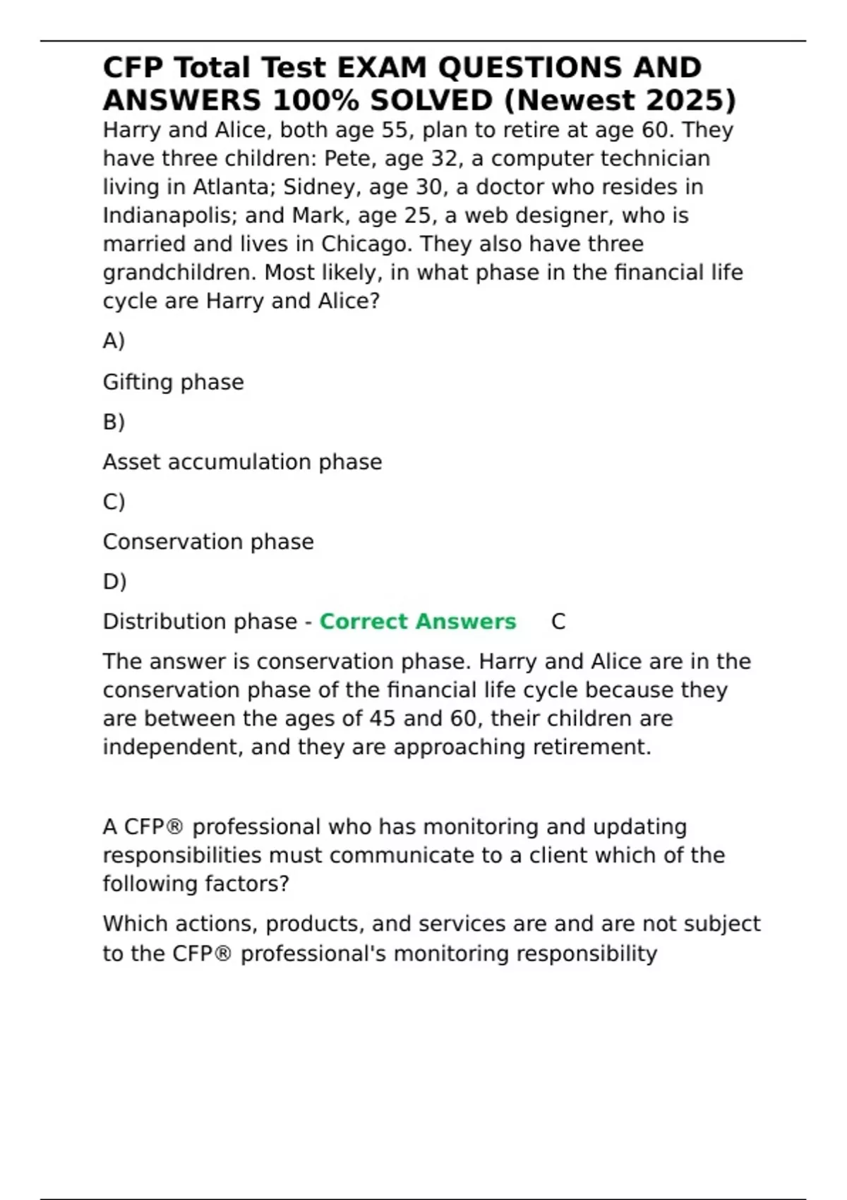 CFP Total Test EXAM QUESTIONS AND ANSWERS 100- SOLVED (Newest 2025 ...