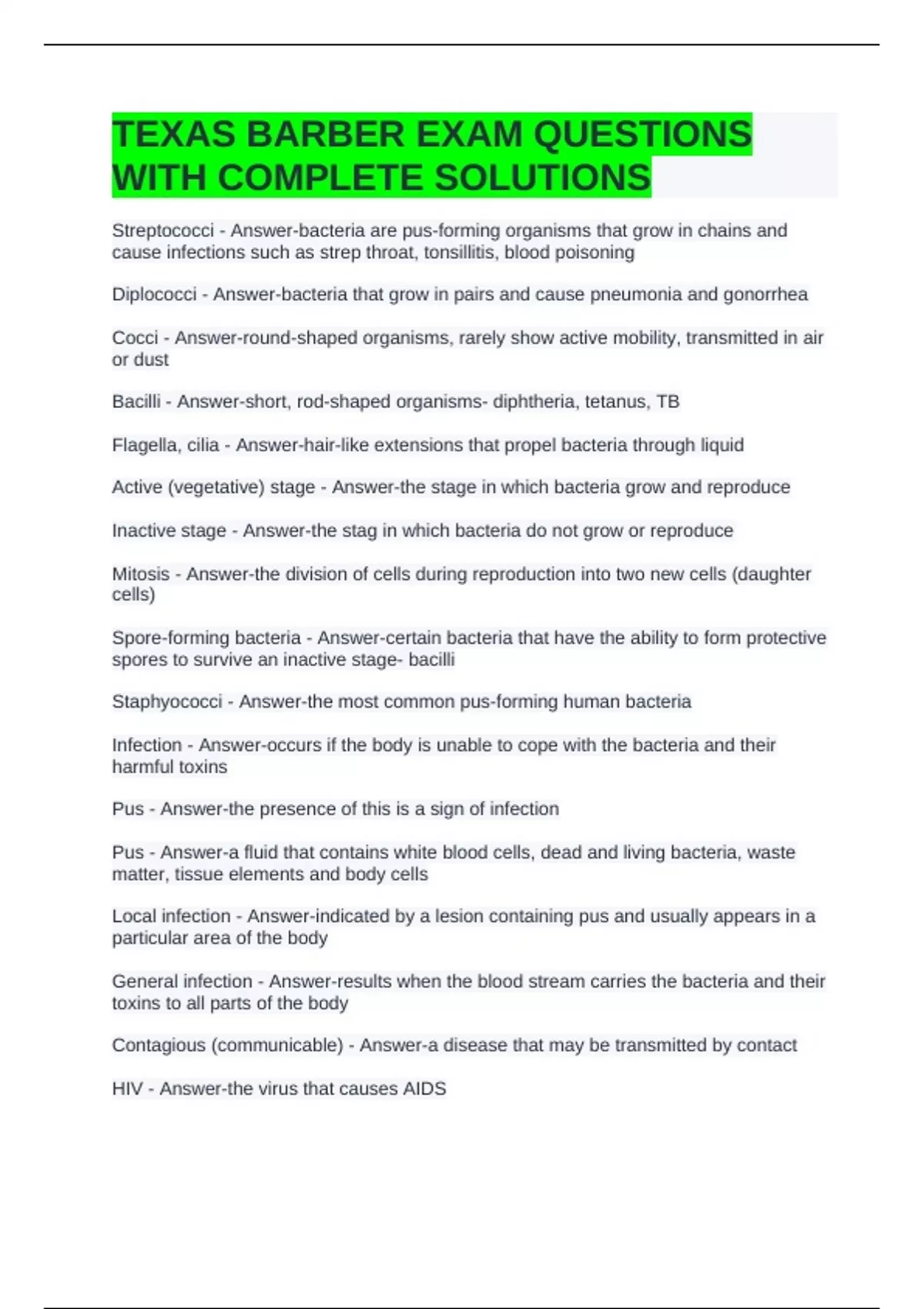 TEXAS BARBER EXAM QUESTIONS WITH COMPLETE SOLUTIONS - BARBER TEXAS ...