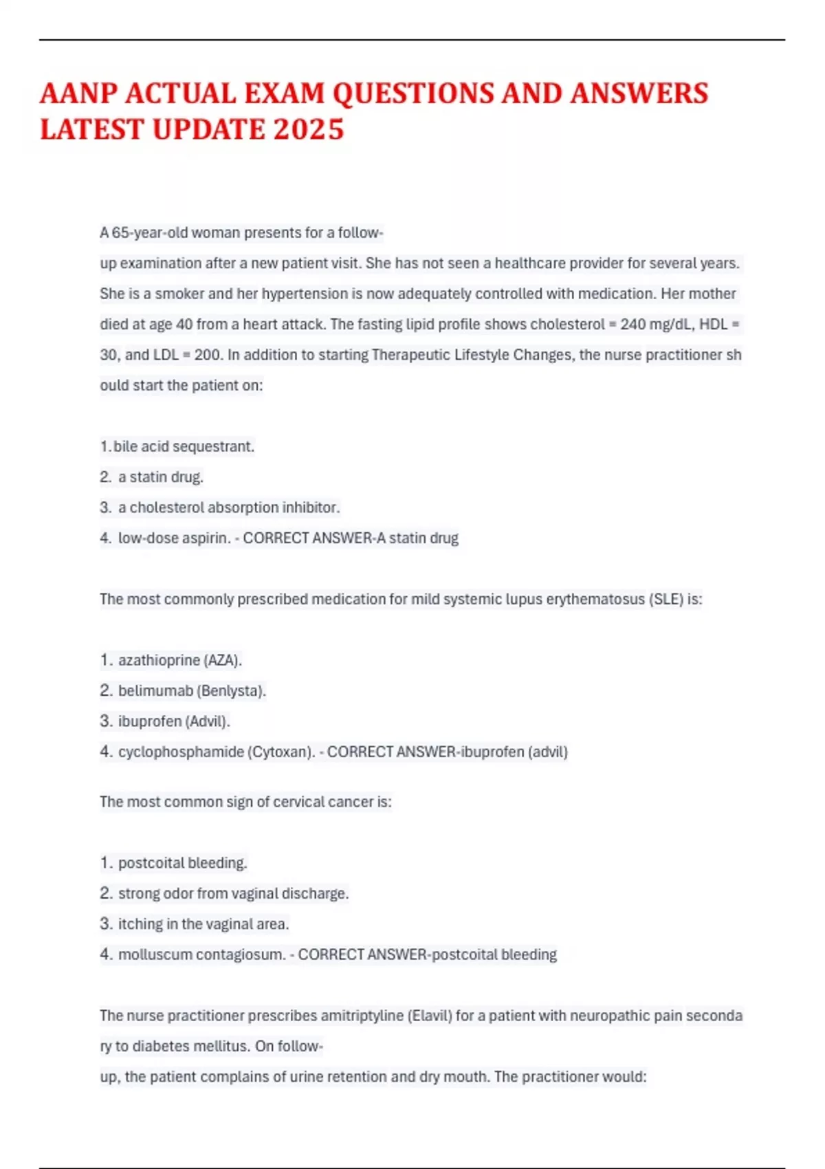AANP ACTUAL EXAM QUESTIONS AND ANSWERS LATEST UPDATE 2025 - AANP ...