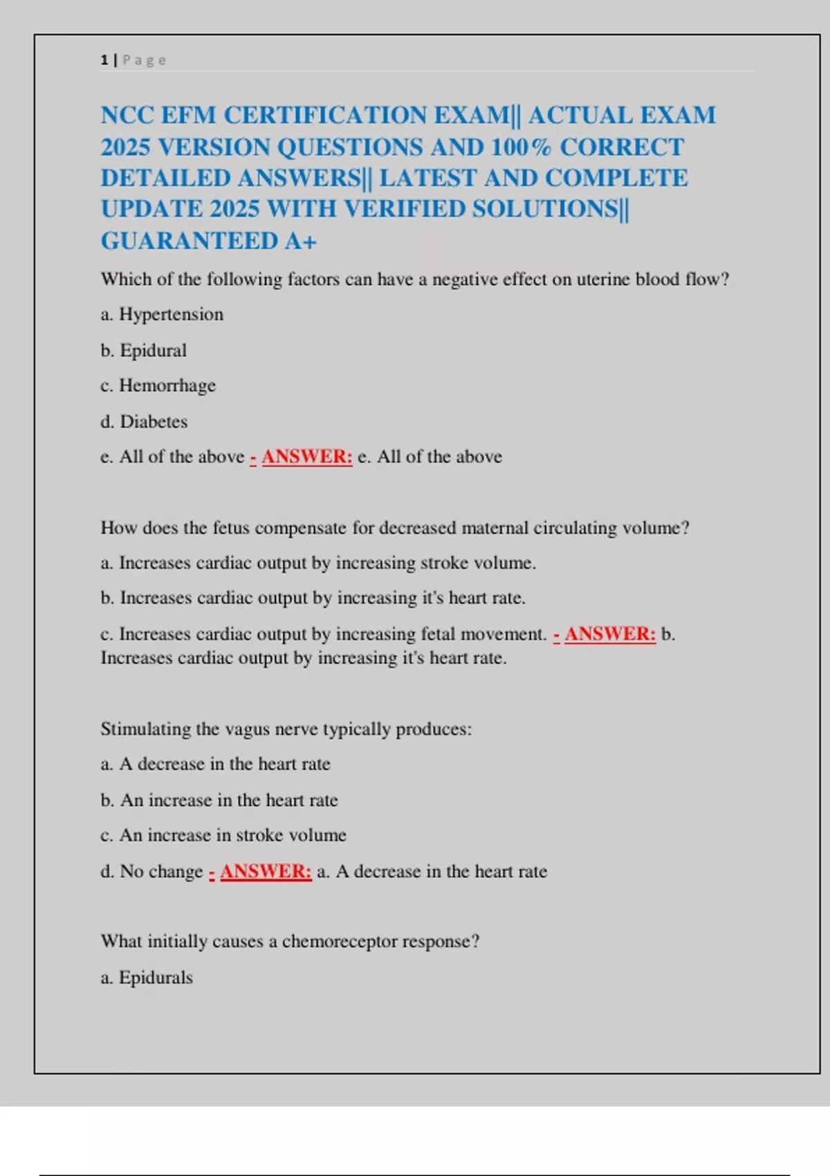 NCC EFM CERTIFICATION EXAM|| ACTUAL EXAM 2025 VERSION QUESTIONS AND 100% CORRECT DETAILED ...
