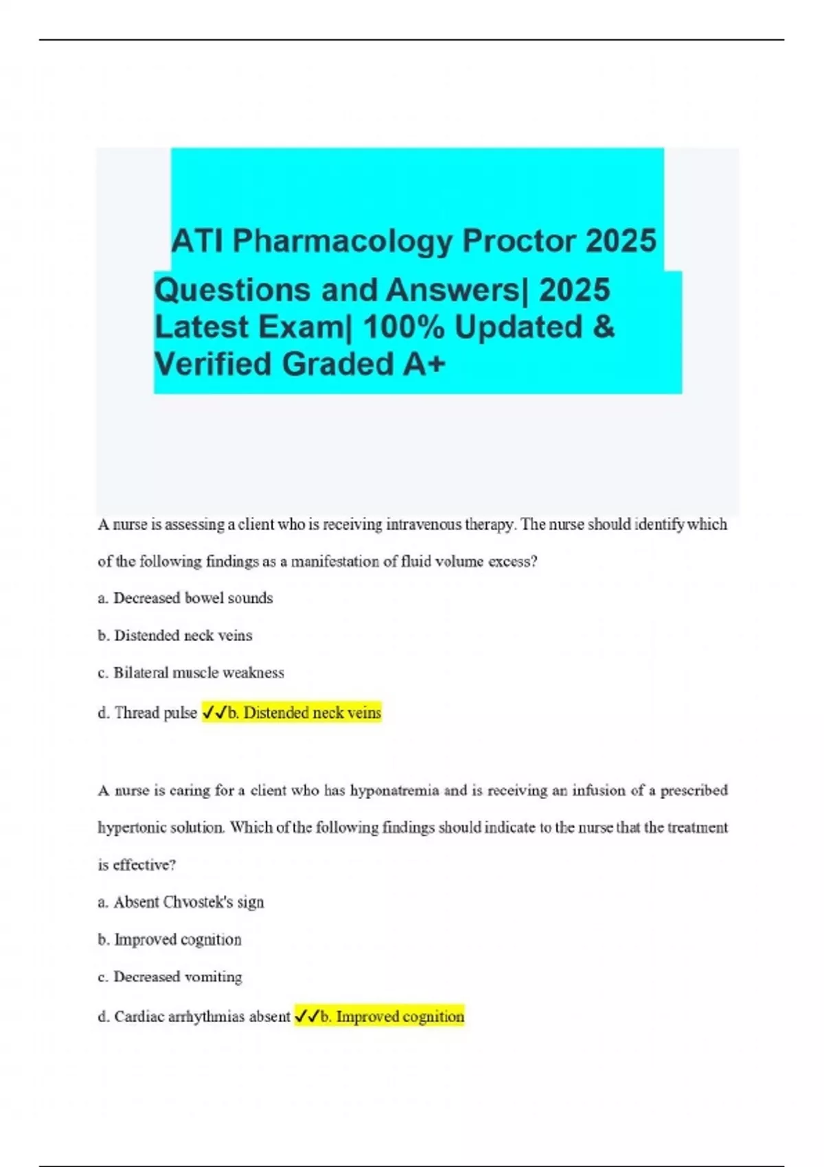 ATI Pharmacology Proctor 2025 - ATI Pharmacology - Stuvia US