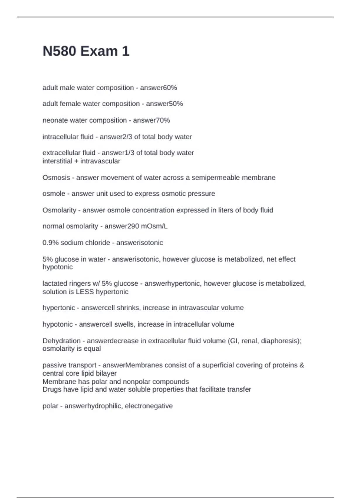 N580 Exam 1 Questions and Answers Correct - MN 580 - Stuvia US