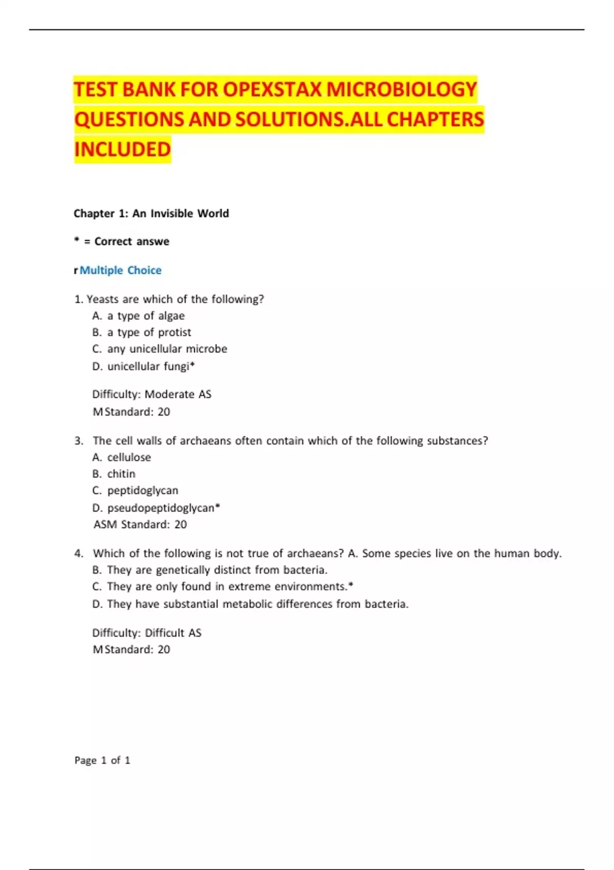 OPENSTAX MICROBIOLOGY TEST BANK OpenStax Microbiology THIS TEST BANK ...