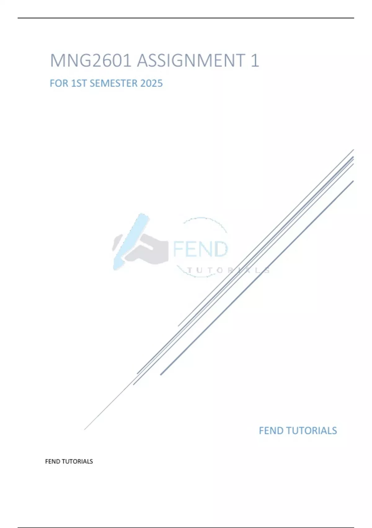 MNG2601 ASSIGNMENT 1 FOR 1ST SEMESTER 2025 - General Management ...