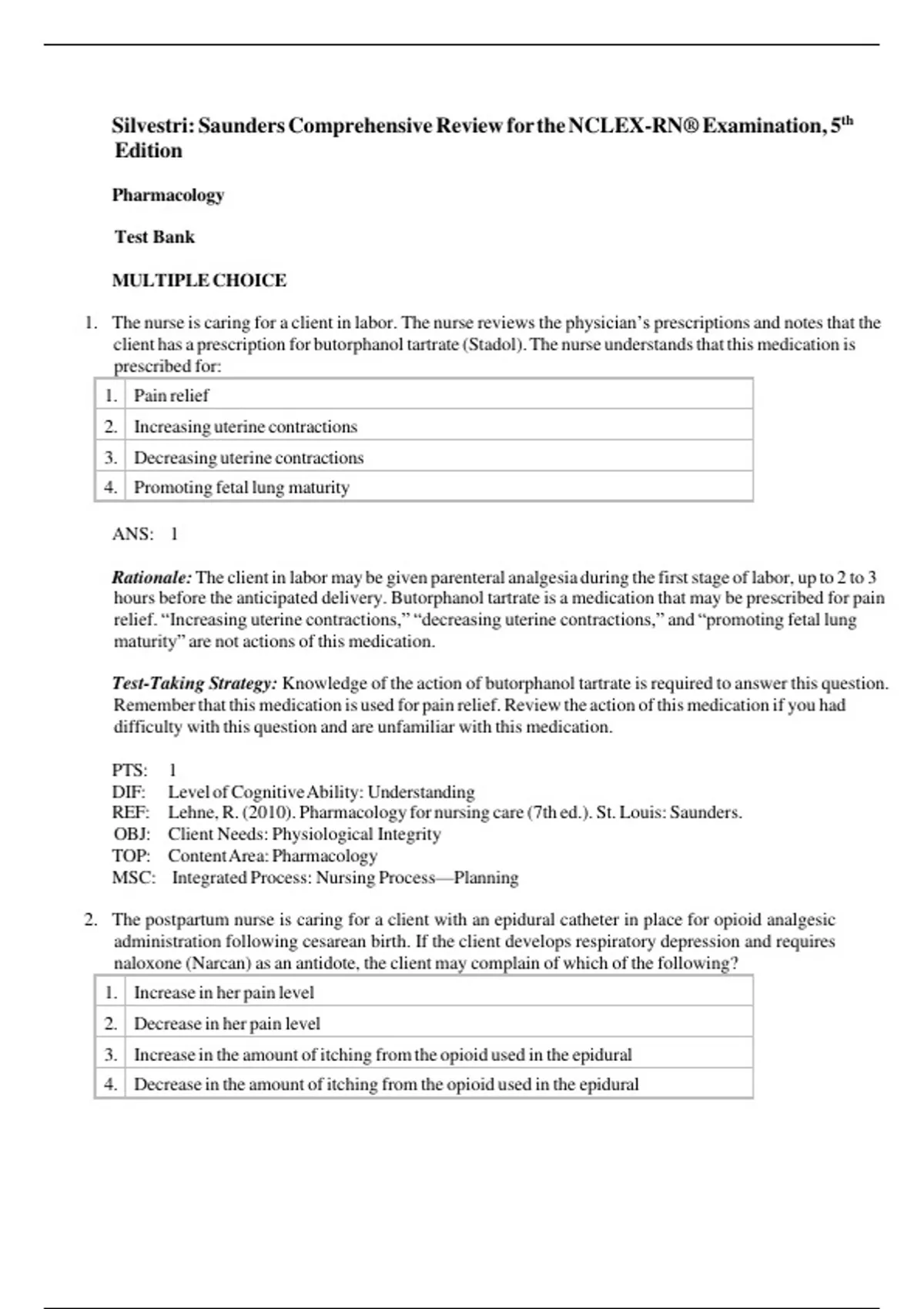 Test Bank for Saunders Comprehensive Review for the NCLEX-RN ...
