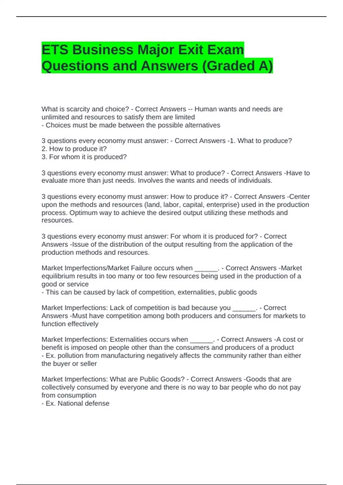 ETS MFT MBA Exam Bundle latest updated - Stuvia US